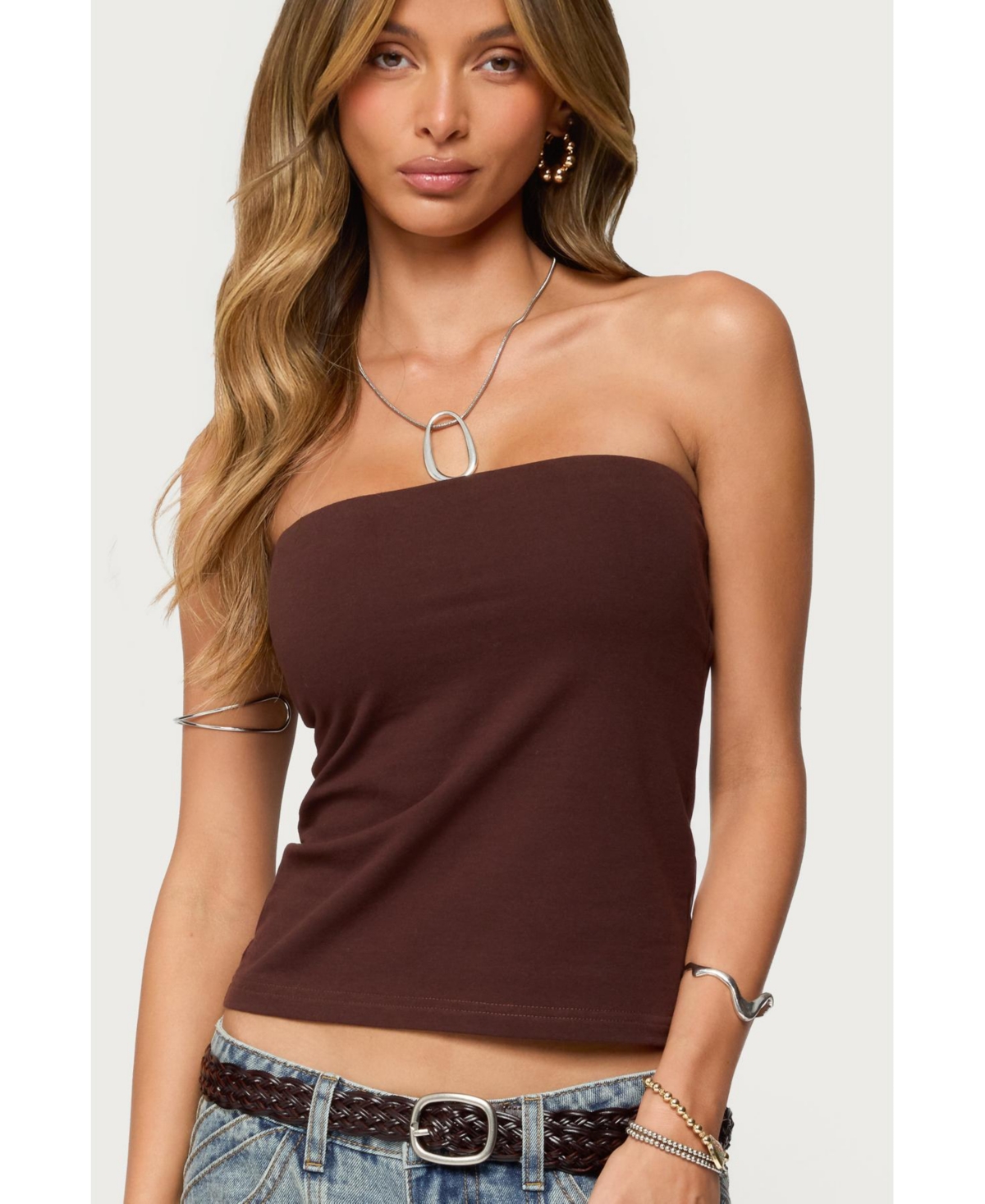 Click here for Edikted Womens Built In Bra Tube Top - Brown prices