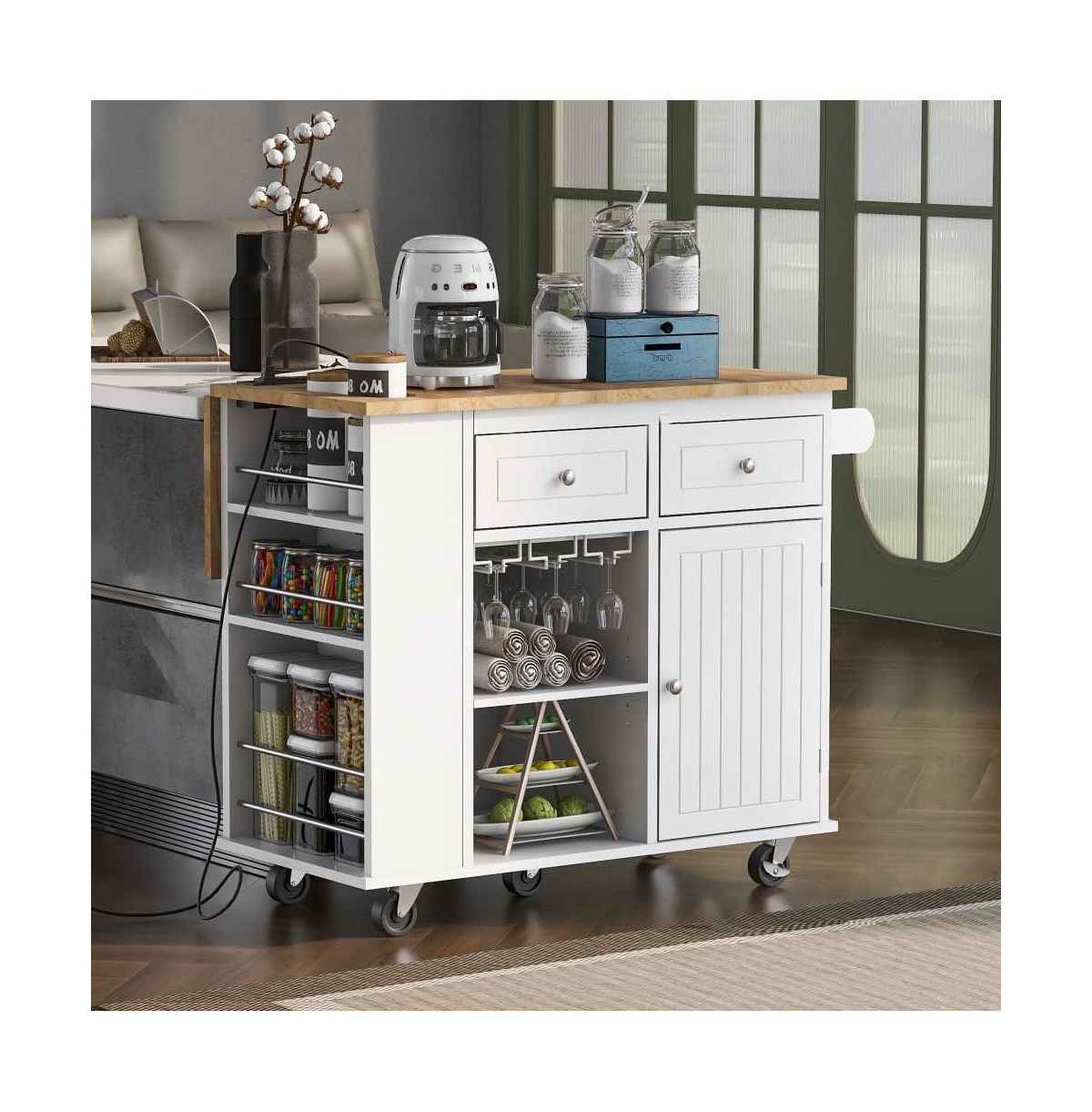 Click here for Maison Boucle Kitchen Island with Power Outlet  Dr... prices