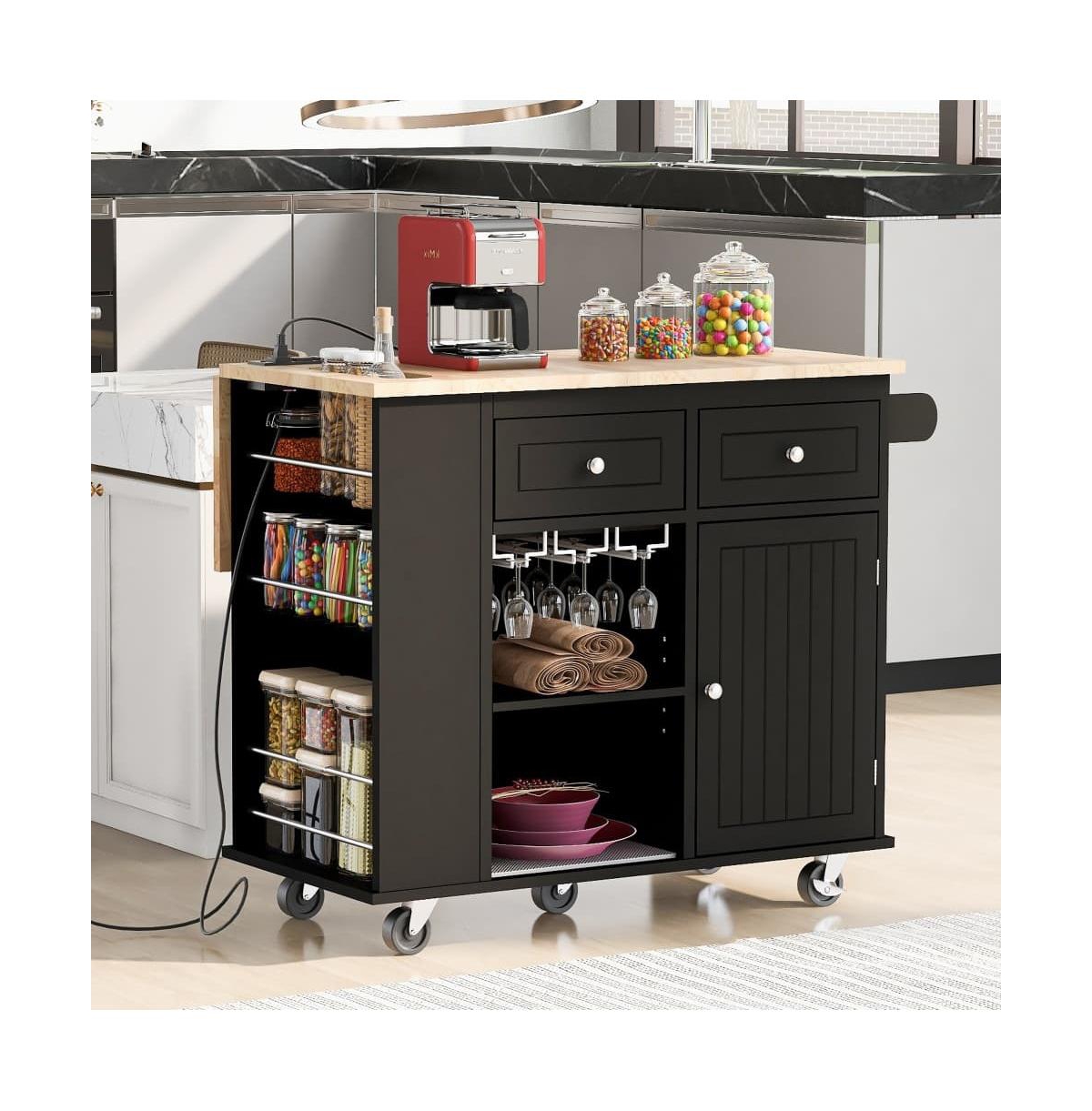 Click here for Maison Boucle Kitchen Island with Power Outlet  Dr... prices