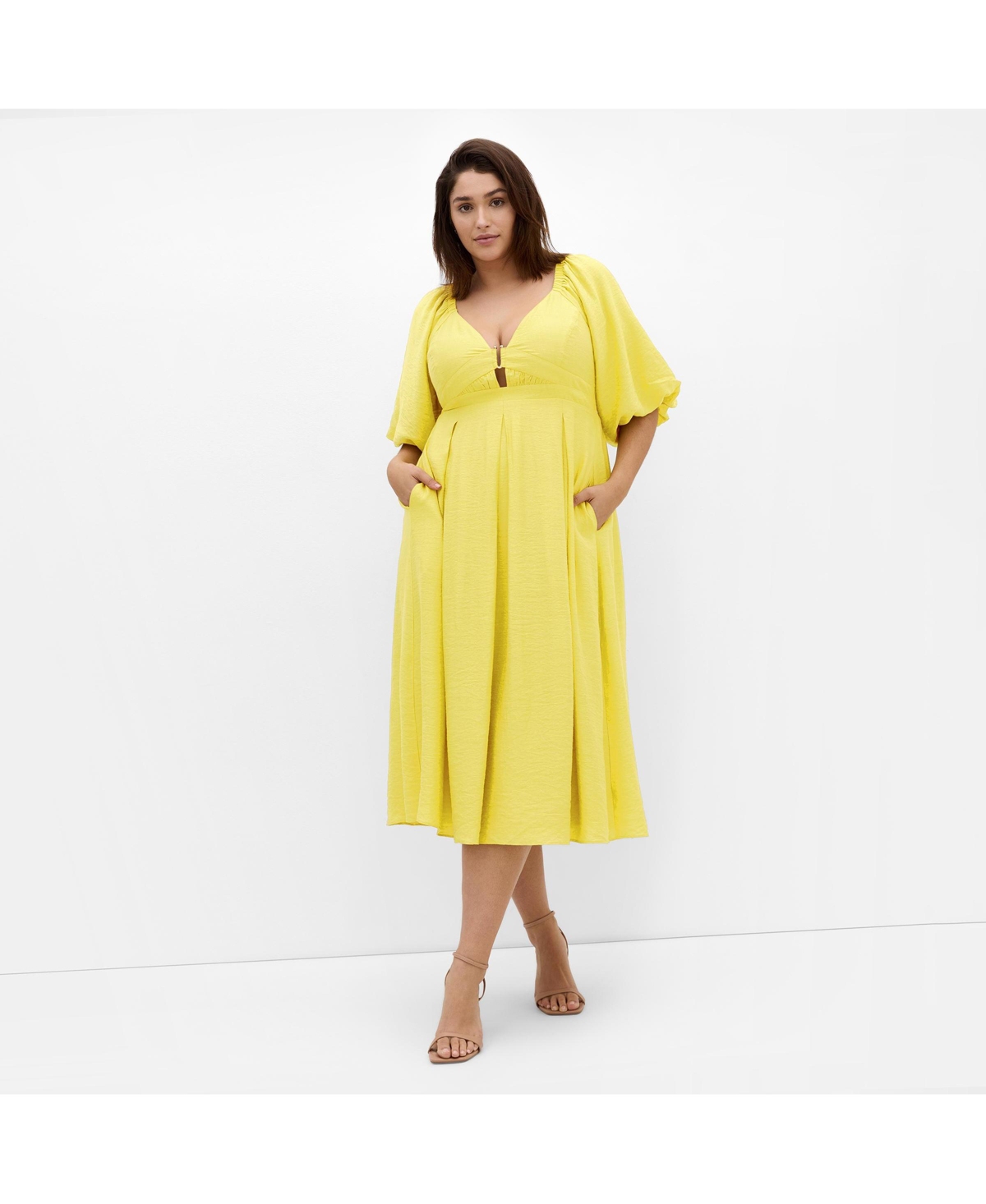 Click here for City Chic Plus Size Shae V Neck Dress - Lush lime prices