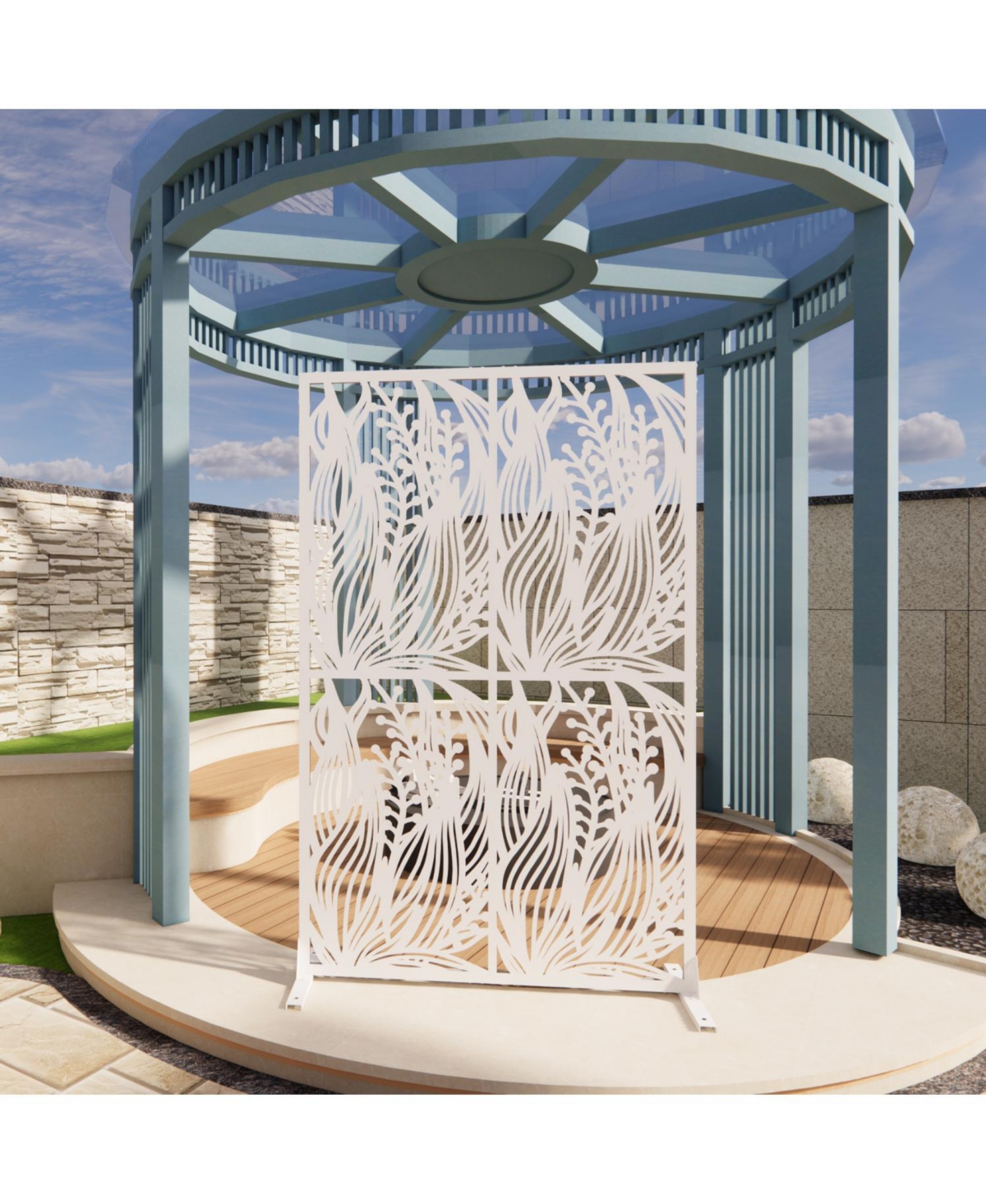 Click here for Streamdale Furniture White Leaf Metal Privacy Scre... prices