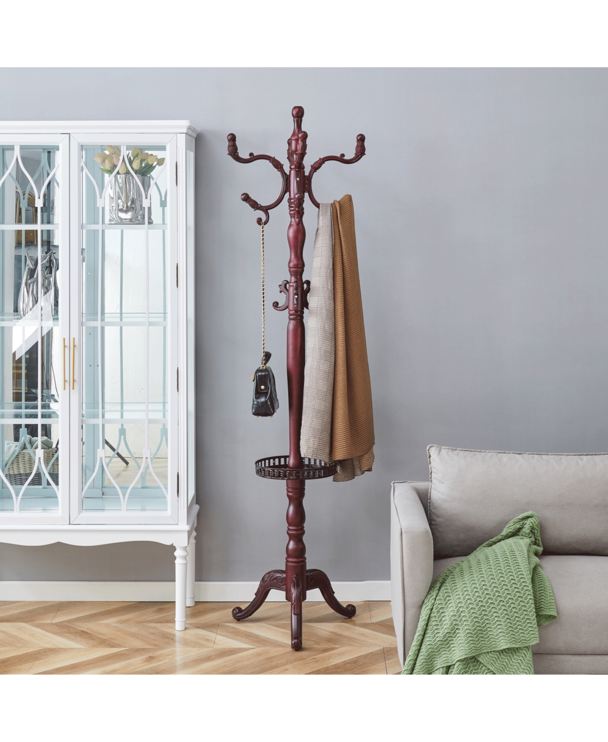 Click here for Streamdale Furniture Walnut Wood Coat Rack w/ Key... prices