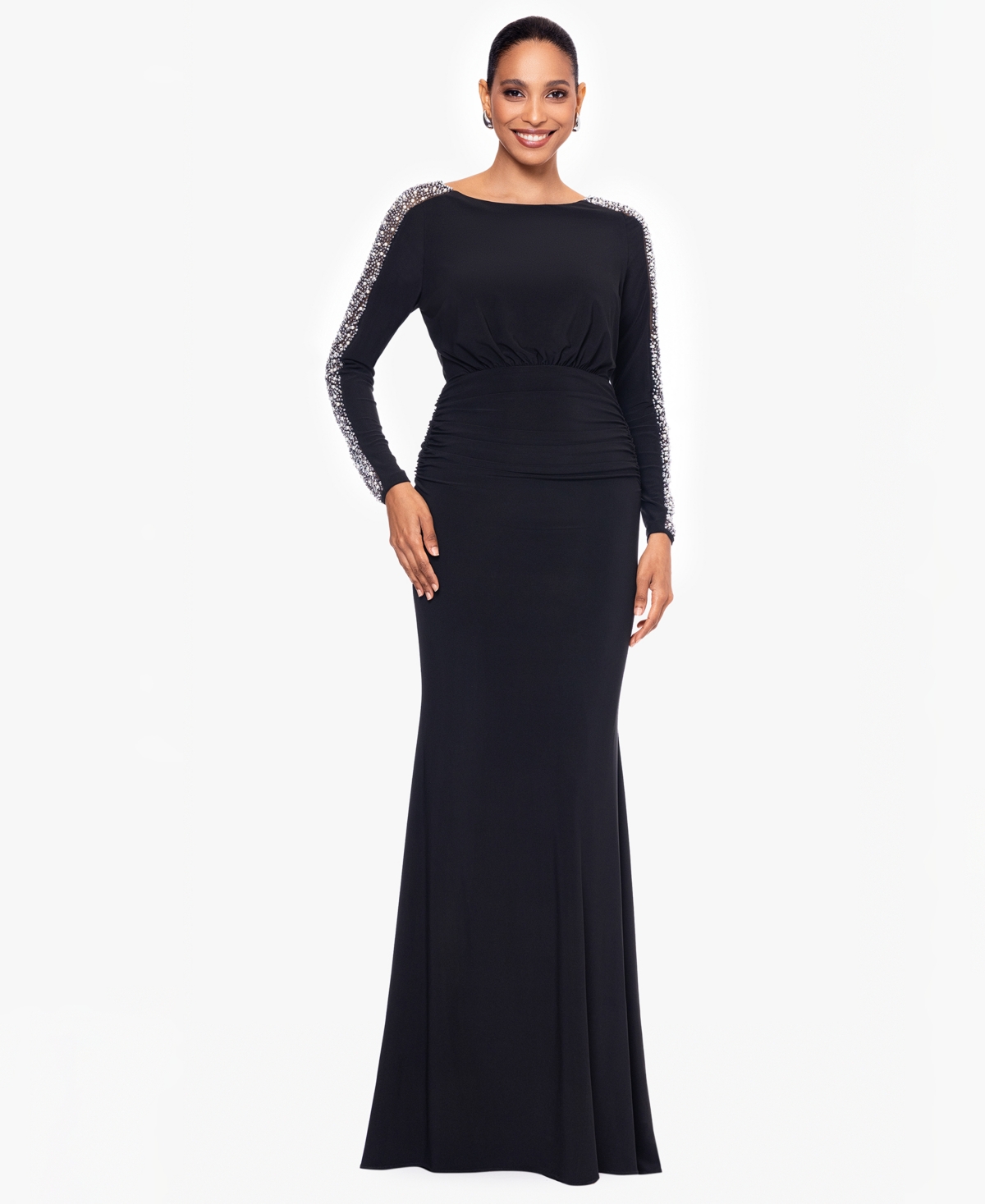 Click here for Betsy & Adam Petite Beaded Scoop Neck Dress - Blac... prices