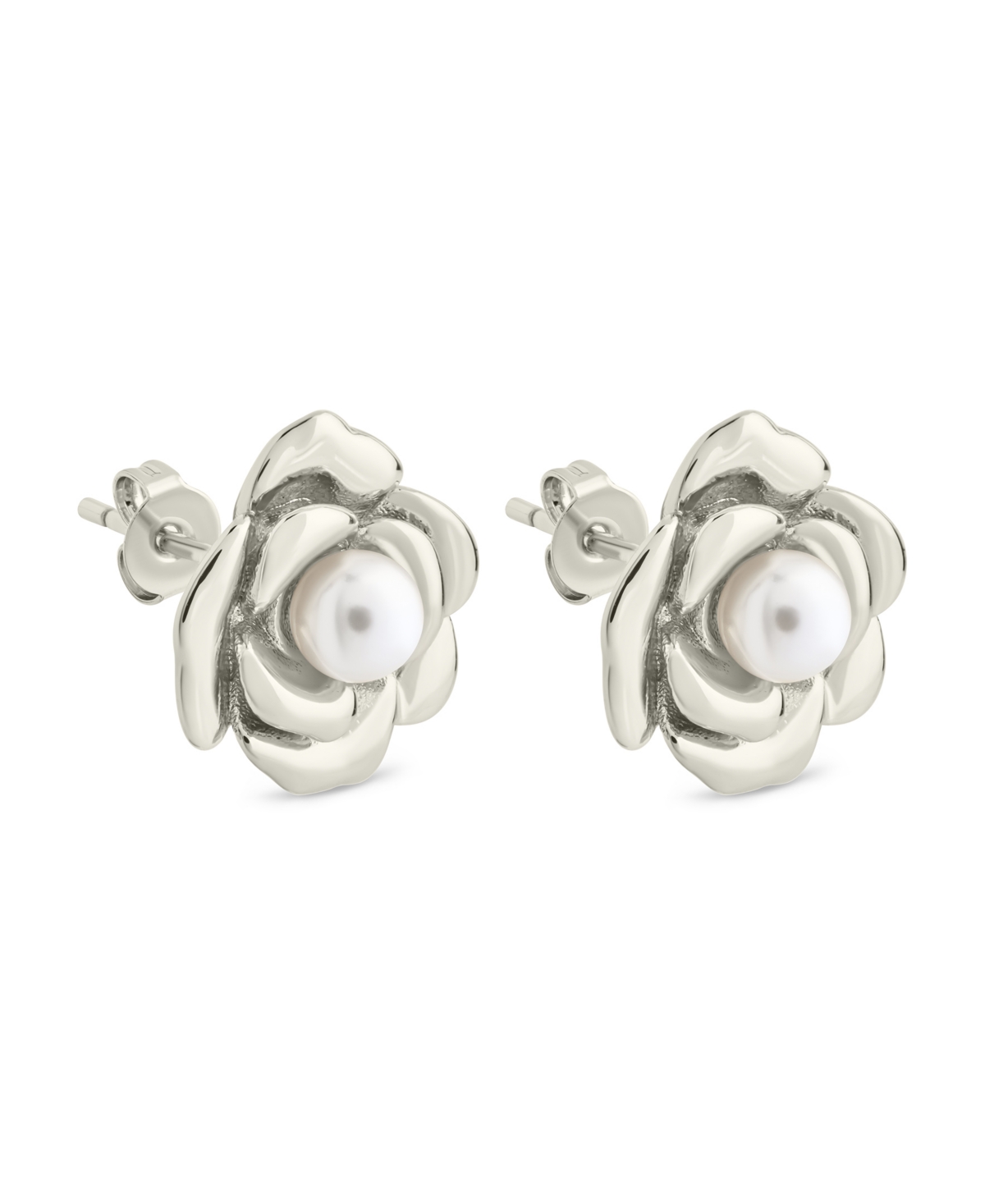Click here for Sterling Forever Rosa Cultivated Pearl Flower Stud... prices