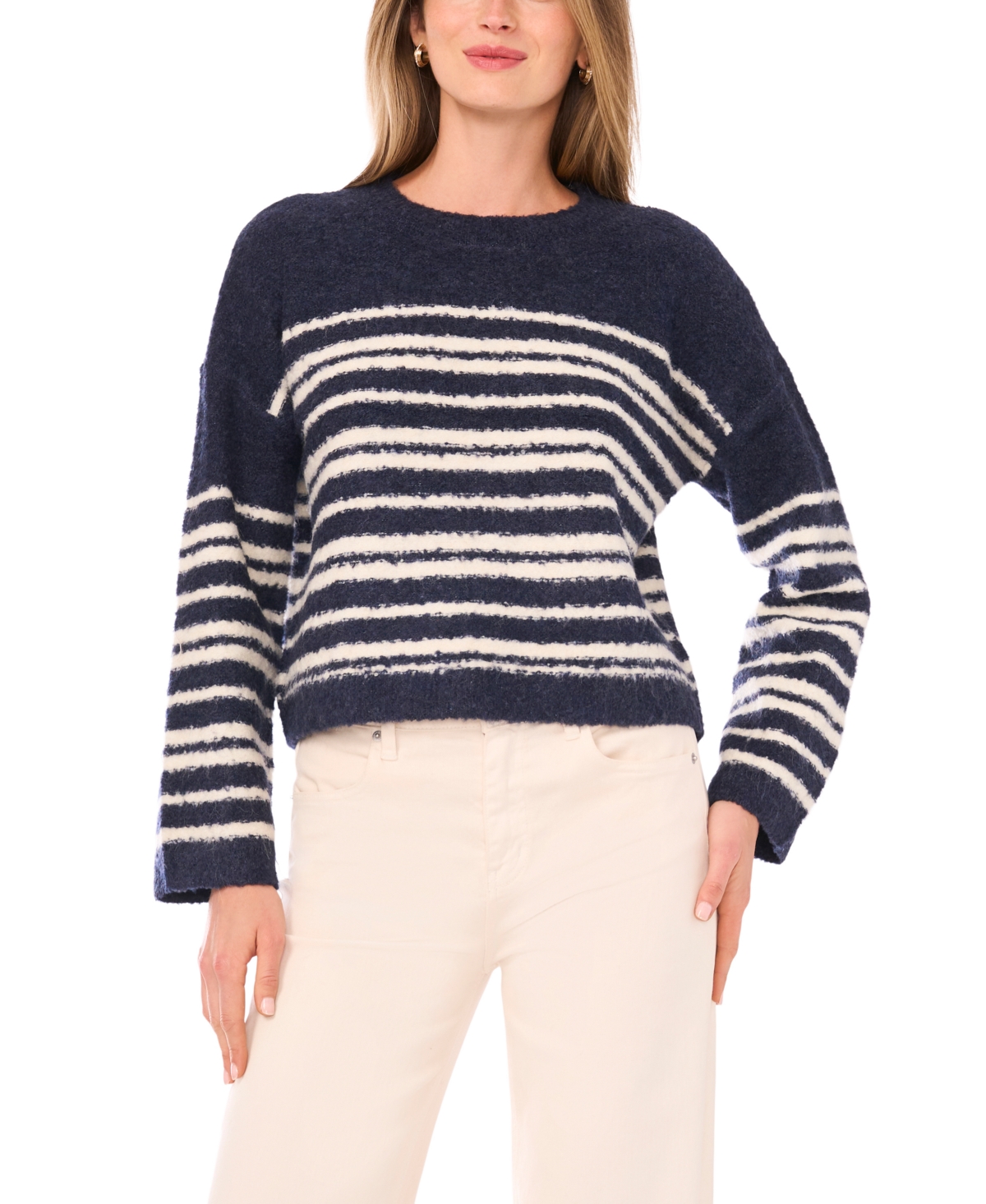 Click here for 1.state Womens Striped Long Sleeve Crewneck Sweate... prices