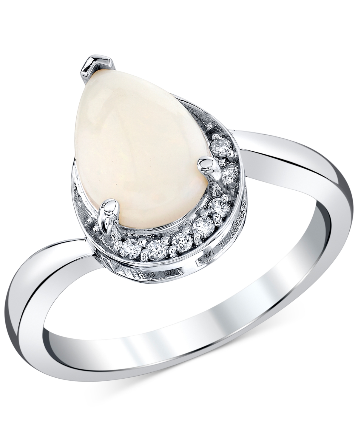 Click here for Macys Pear Shape Opal Ring (1 ct. t.w.) in 10k Whi... prices
