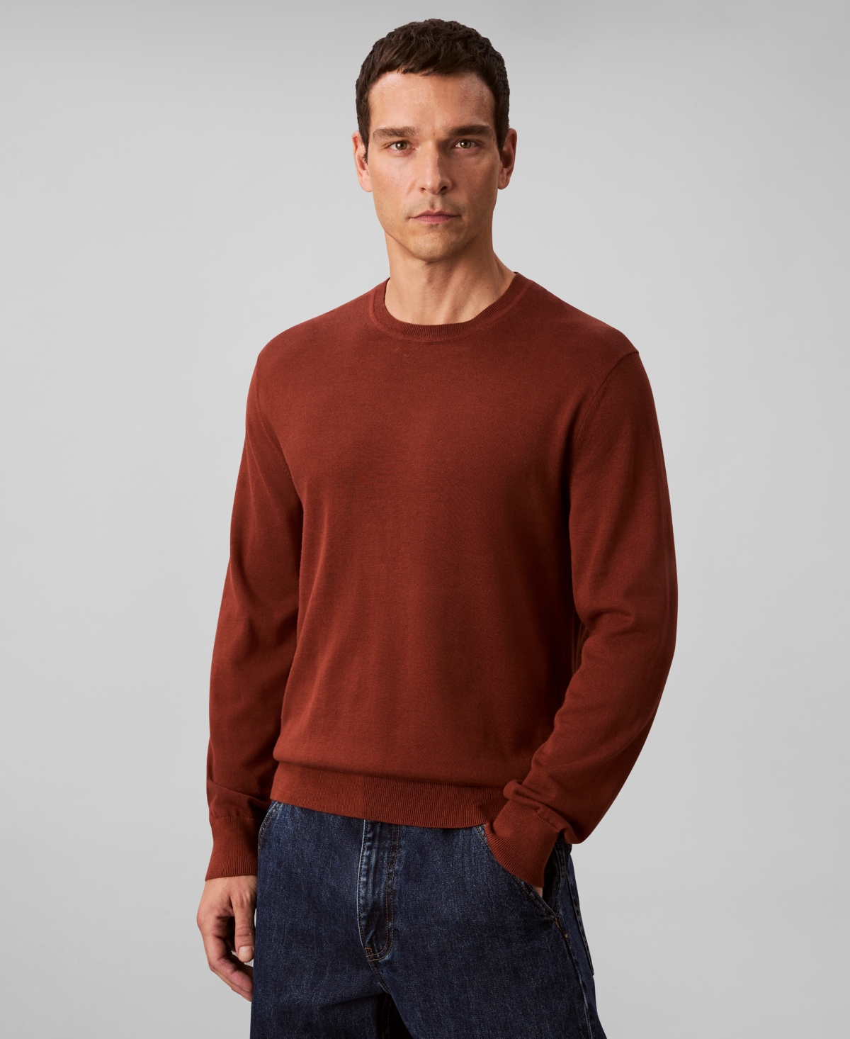 Click here for Calvin Klein Mens Supima Crewneck Sweater - Cherry prices