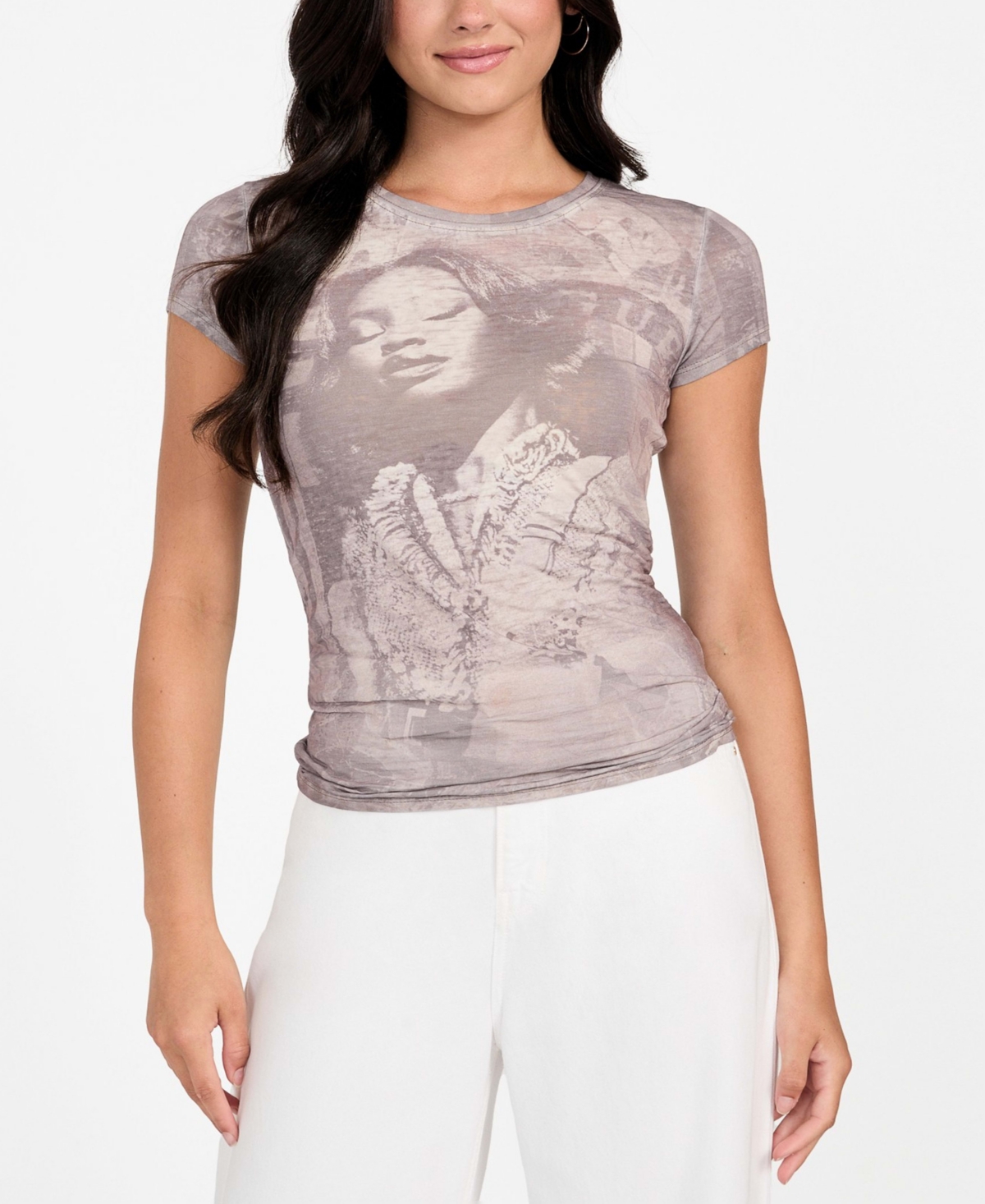 Click here for Guess Womens Rhinestone Graphic Short-Sleeve T-Shi... prices