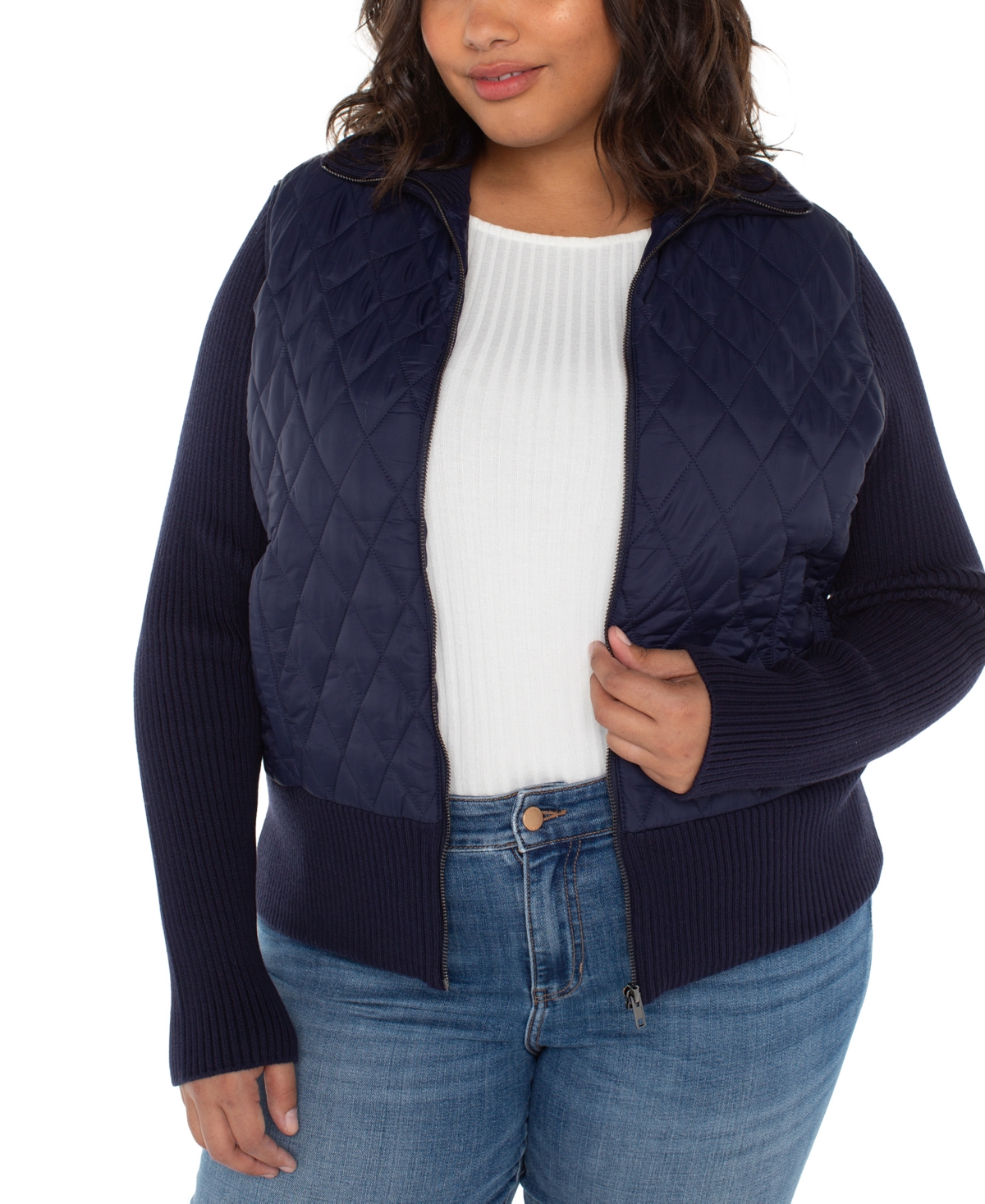 Liverpool Los Angeles Womens Quilted Puffer Jacket - Sleek Navy