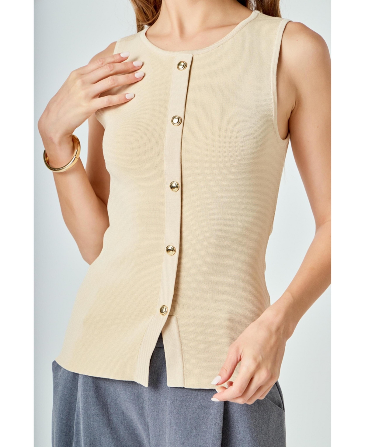 Click here for endless rose Womens Knit Buttoned Sleeveless Top -... prices