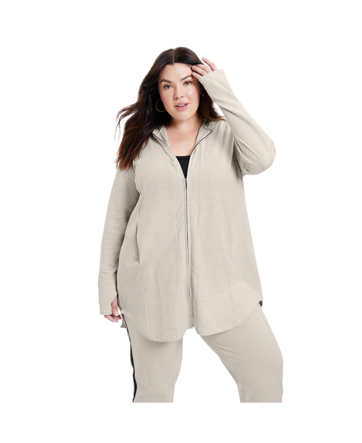 Click here for June + Vie Womens Plus Size Zip-Up French Terry Ho... prices