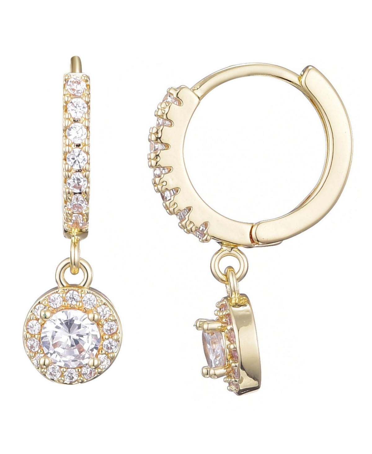 Click here for Adornia Gold Cubic Zirconia Halo Drop Huggie Hoop... prices