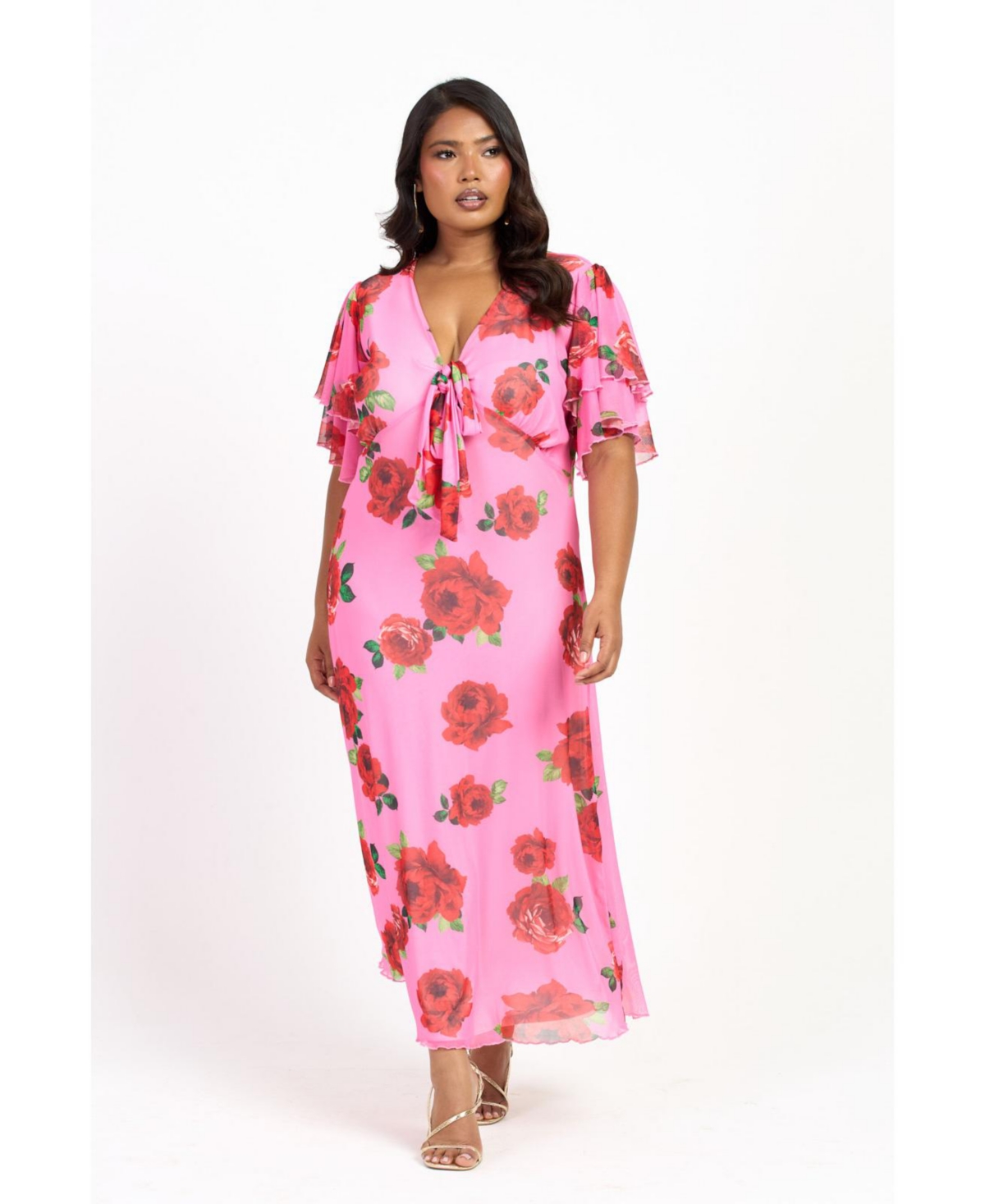 Click here for Fashion-szn Curve Womens Flutter Sleeve Tie Front... prices
