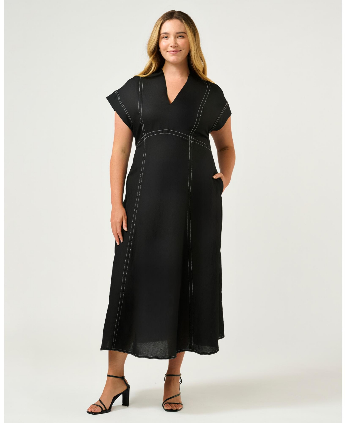Click here for Estelle Plus Size Arden Contrast Stitch Dress prices