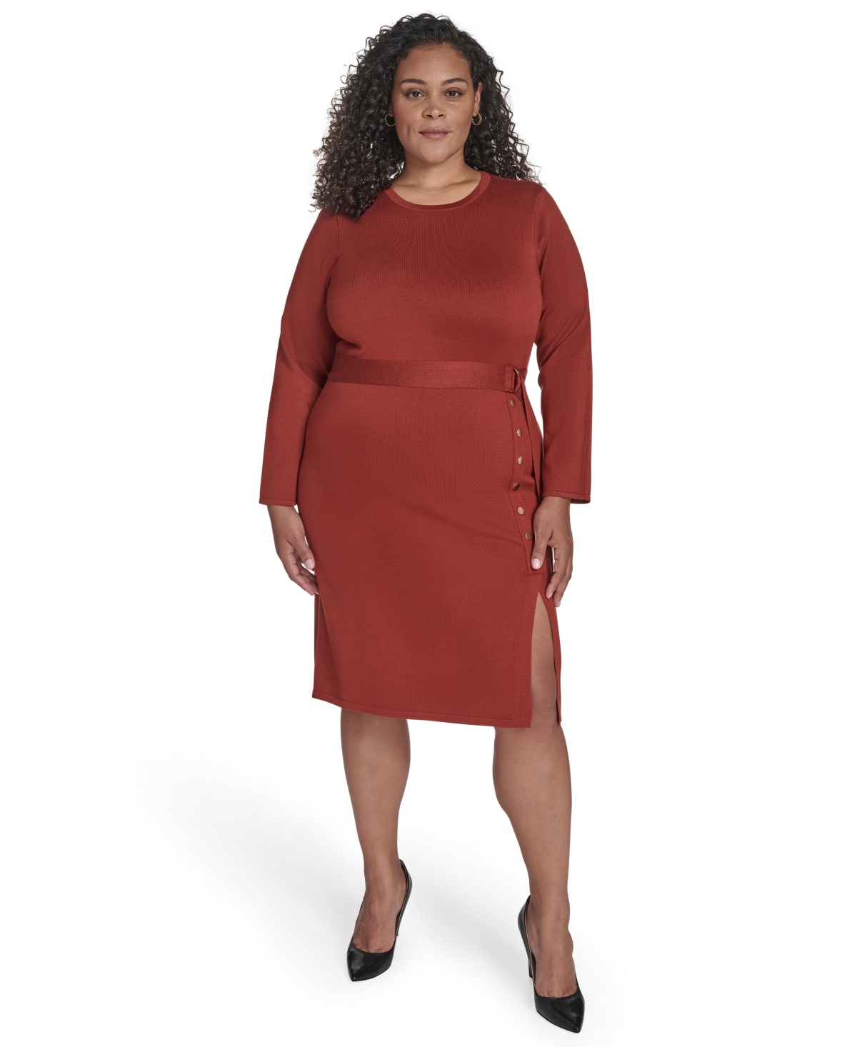 Click here for Jessica Howard Plus Size Long Sleeve Belted Midi D... prices