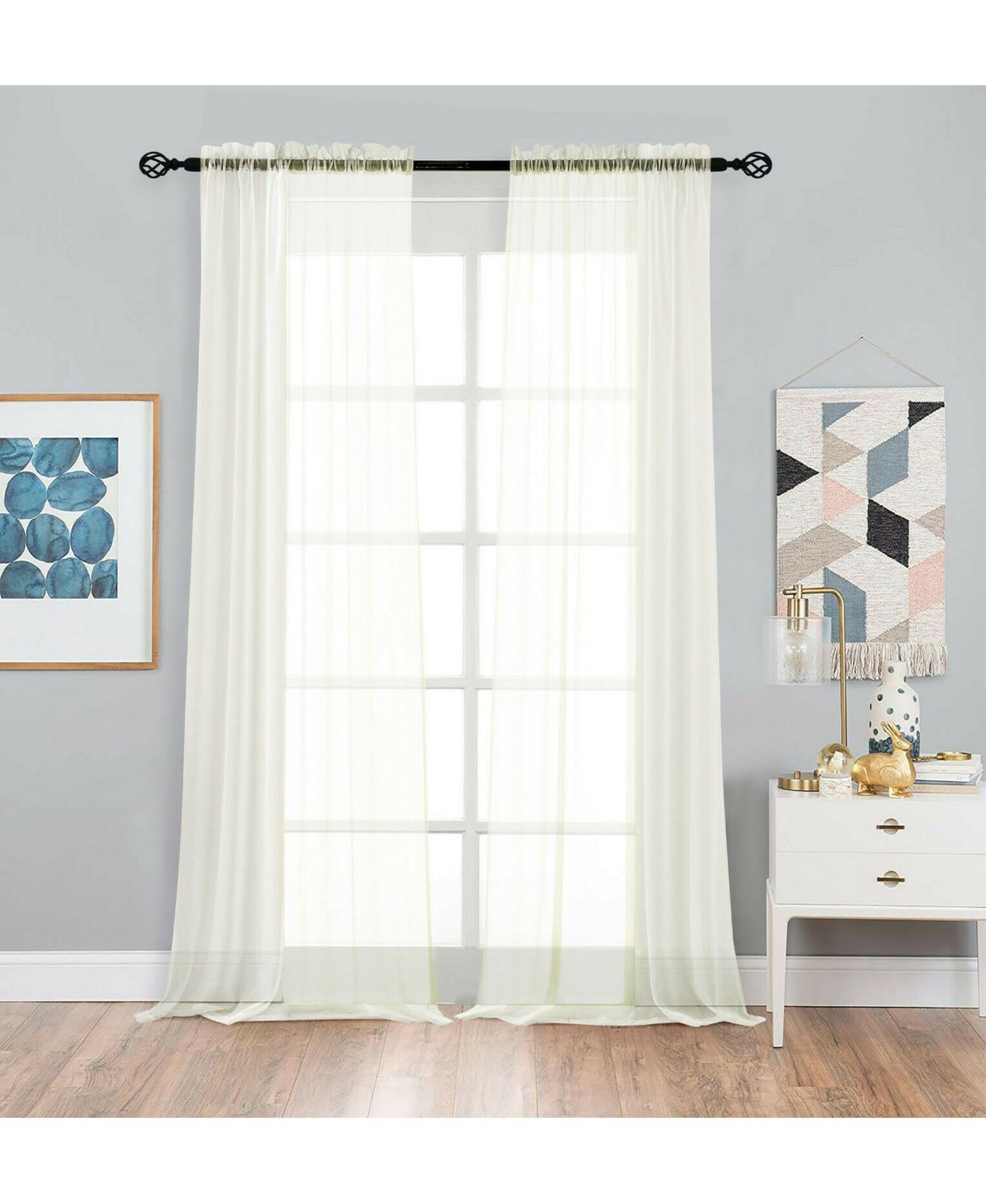 Click here for Kate Aurora Designer Sheer Voile Rod Pocket Curtai... prices