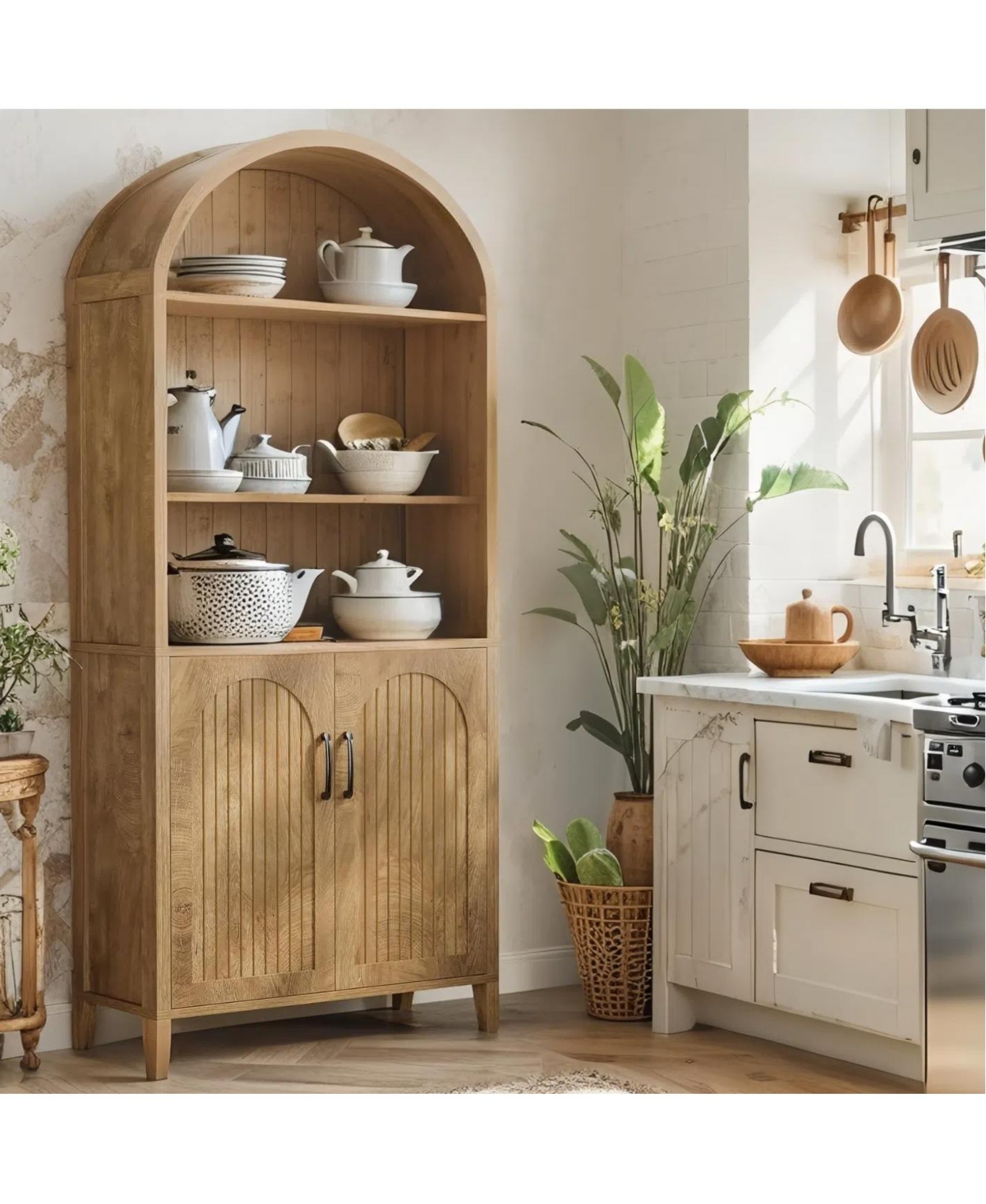Click here for Tribesigns 70.9 Inches Tall Arched Kitchen Pantry... prices