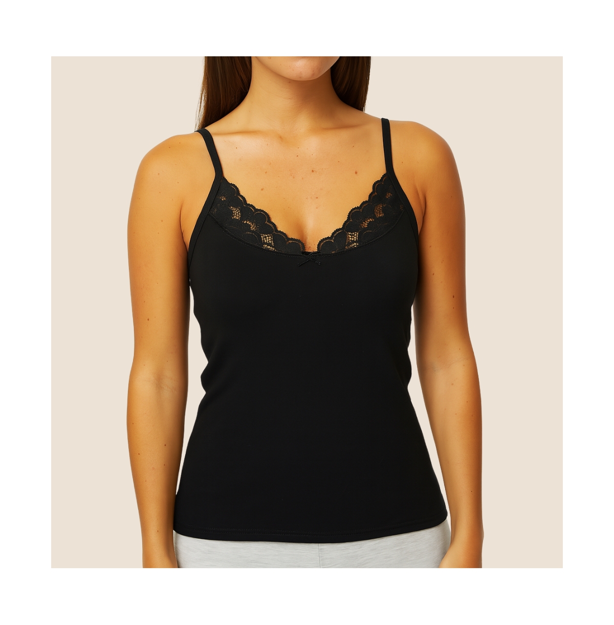 Click here for Luna Lace Cotton Cami - Black prices