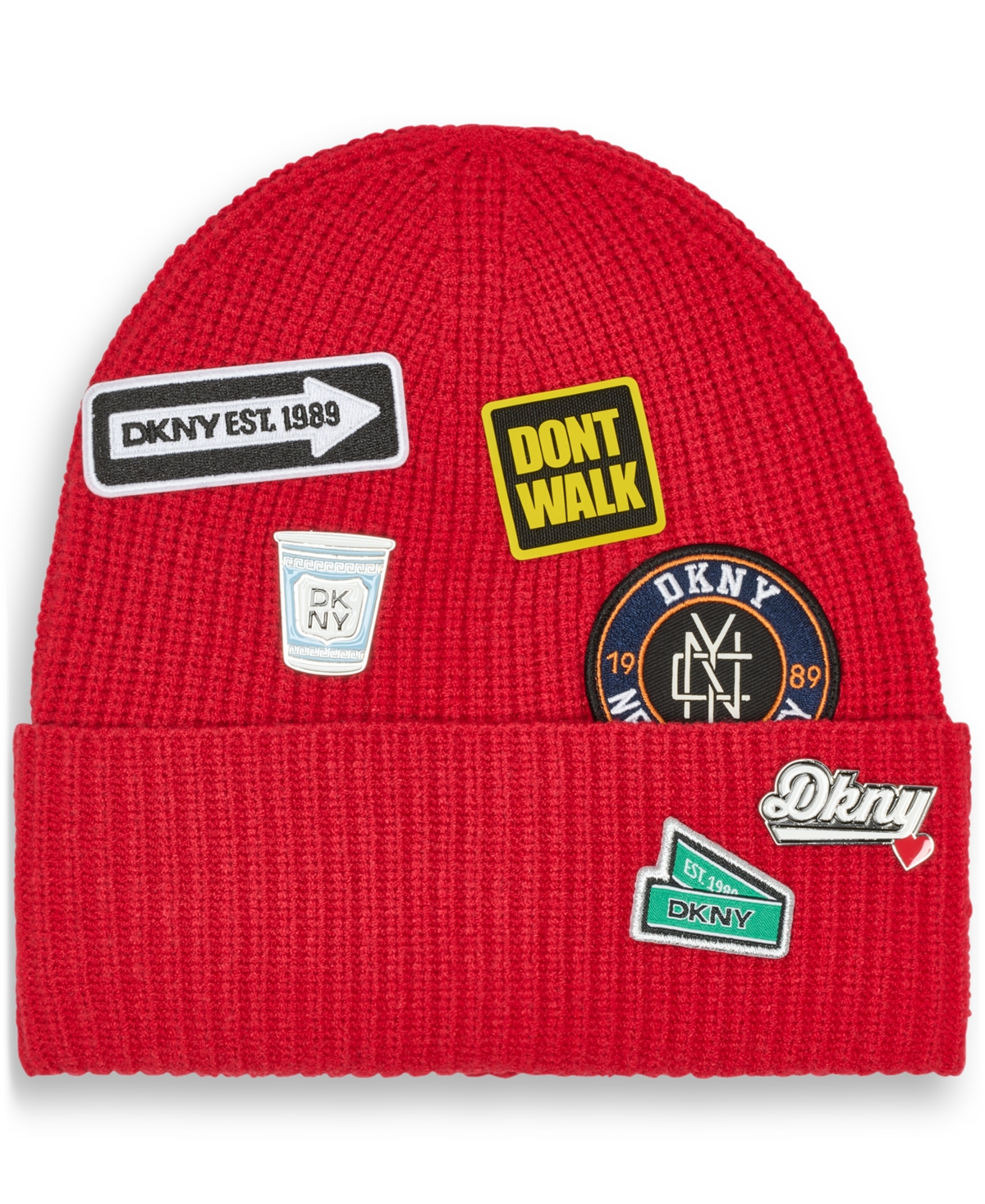 Click here for Dkny Womens Nyc Patches Beanie - Crimson prices