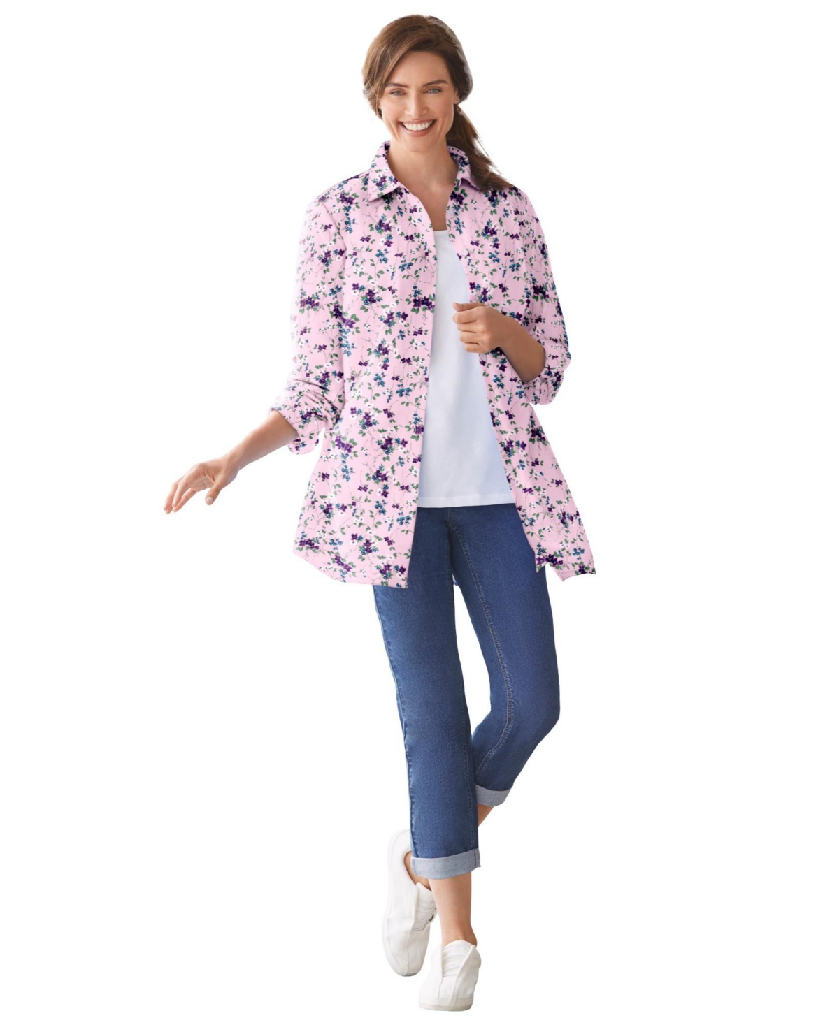 Click here for Woman Within Plus Size Perfect Long Sleeve Shirt -... prices