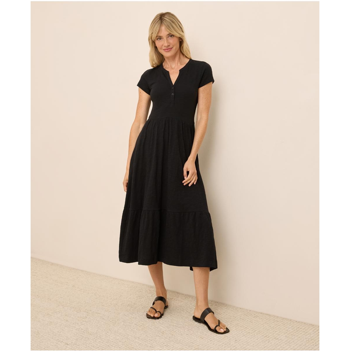 Click here for Pact Womens Organic Cotton Relaxed Slub Henley Mar... prices