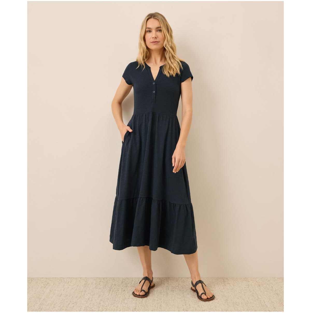 Click here for Pact Womens Organic Cotton Relaxed Slub Henley Mar... prices