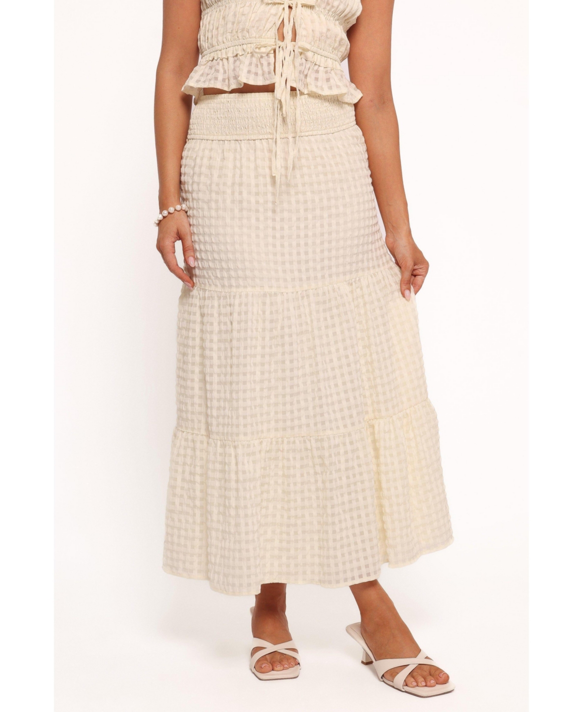 Click here for Petal and Pup Womens Farica Gingham Midi Skirt - C... prices