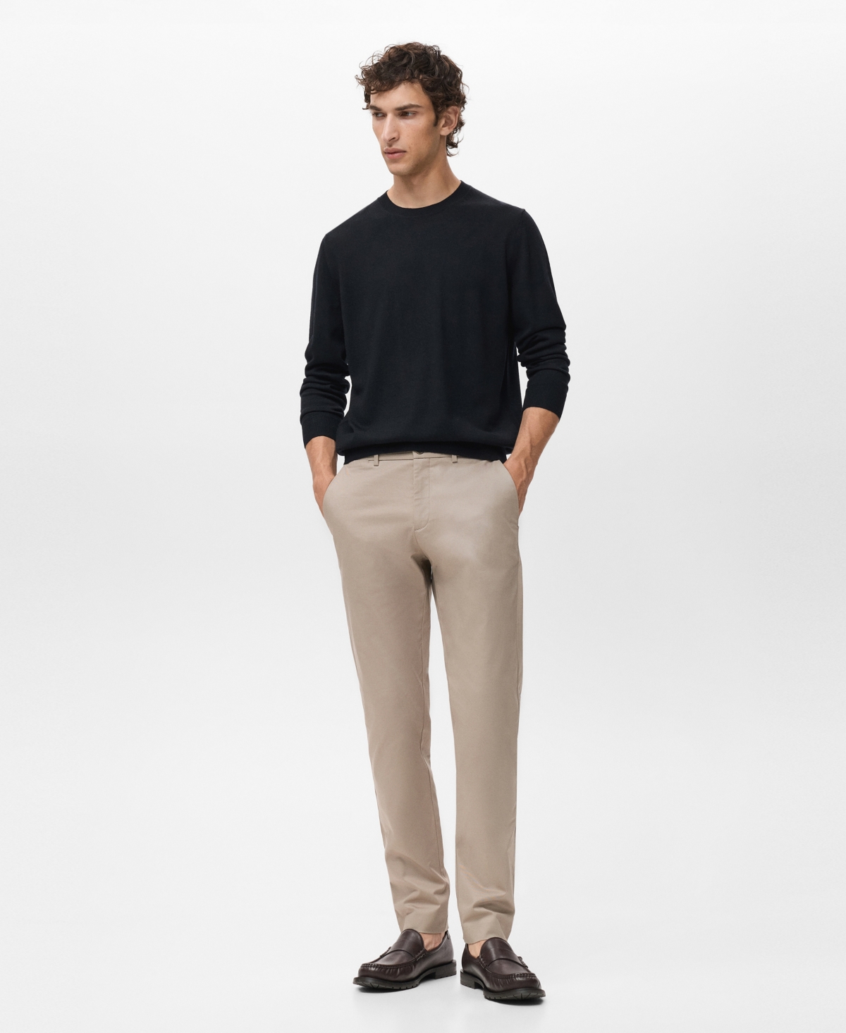 Click here for Mango Mens Dublino Slim-Fit Chino Pants - Beige prices