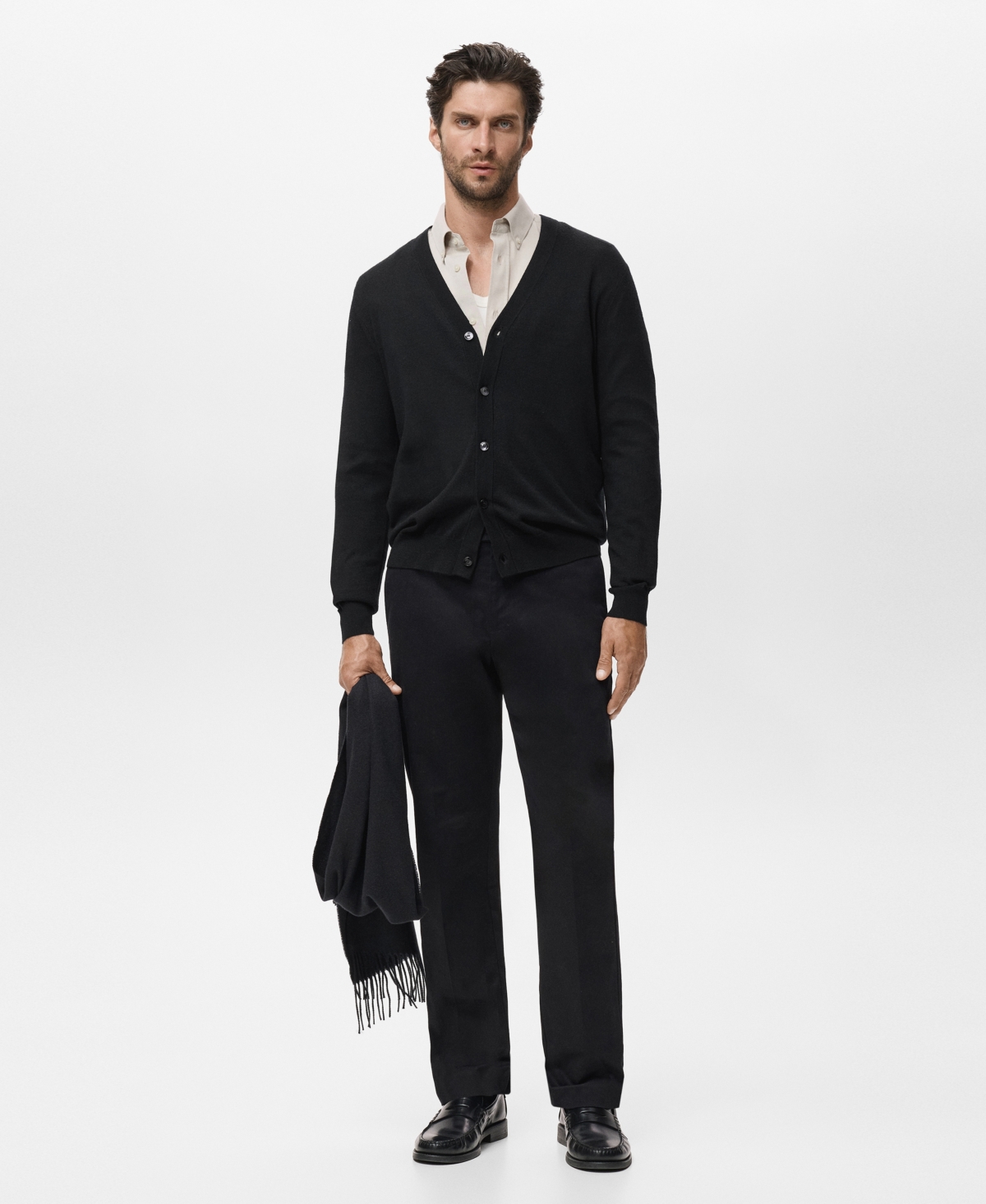Click here for Mango Mens Merino Wool Cardigan - Black prices