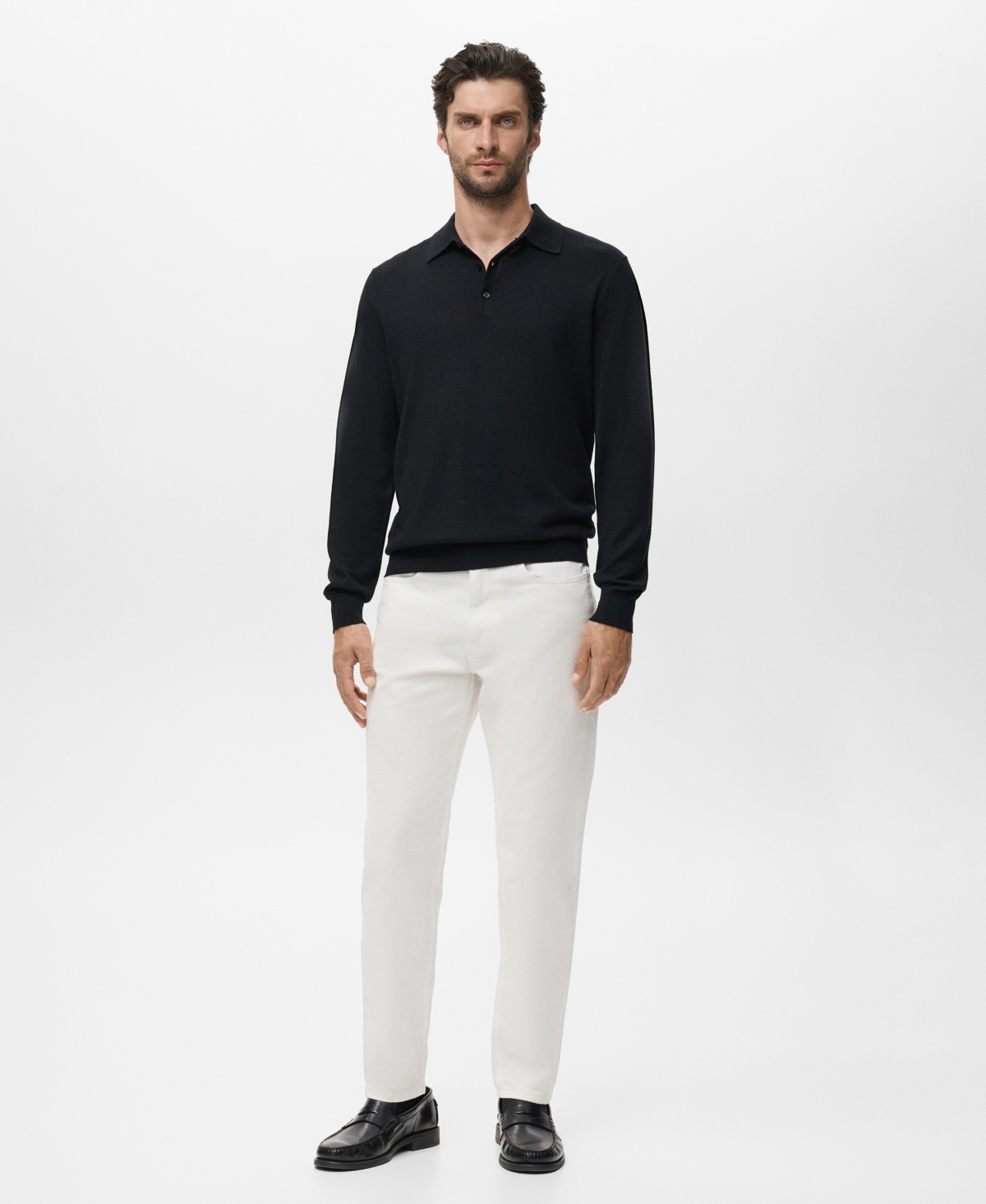 Click here for Mango Mens Wool Knitted Polo Sweater - Black prices