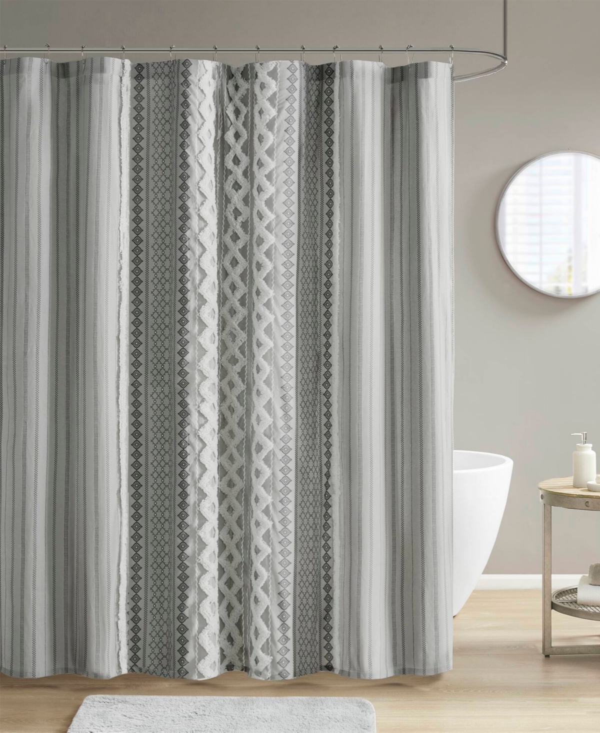 Click here for Ink+Ivy Imani Stripe Cotton Chenille Shower Curtai... prices