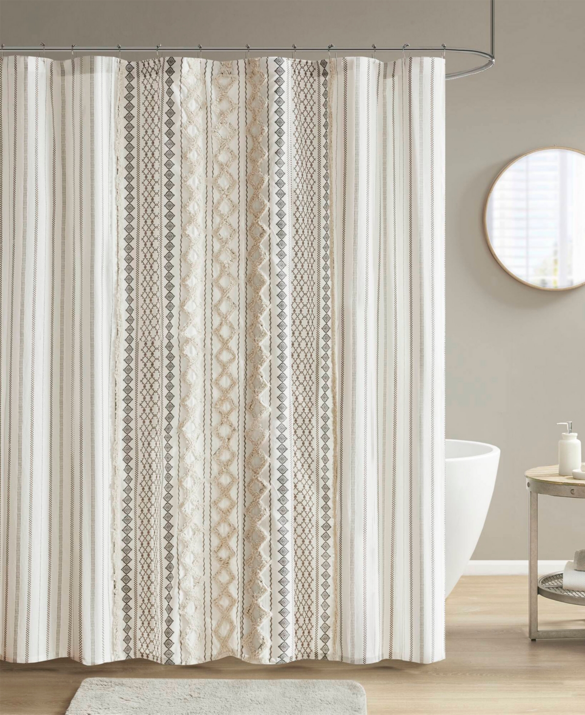 Click here for Ink+Ivy Imani Stripe Cotton Chenille Shower Curtai... prices