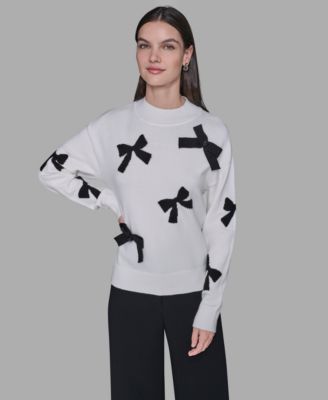 Click here for Karl Lagerfeld Paris Womens All Over Bow Sweater P... prices