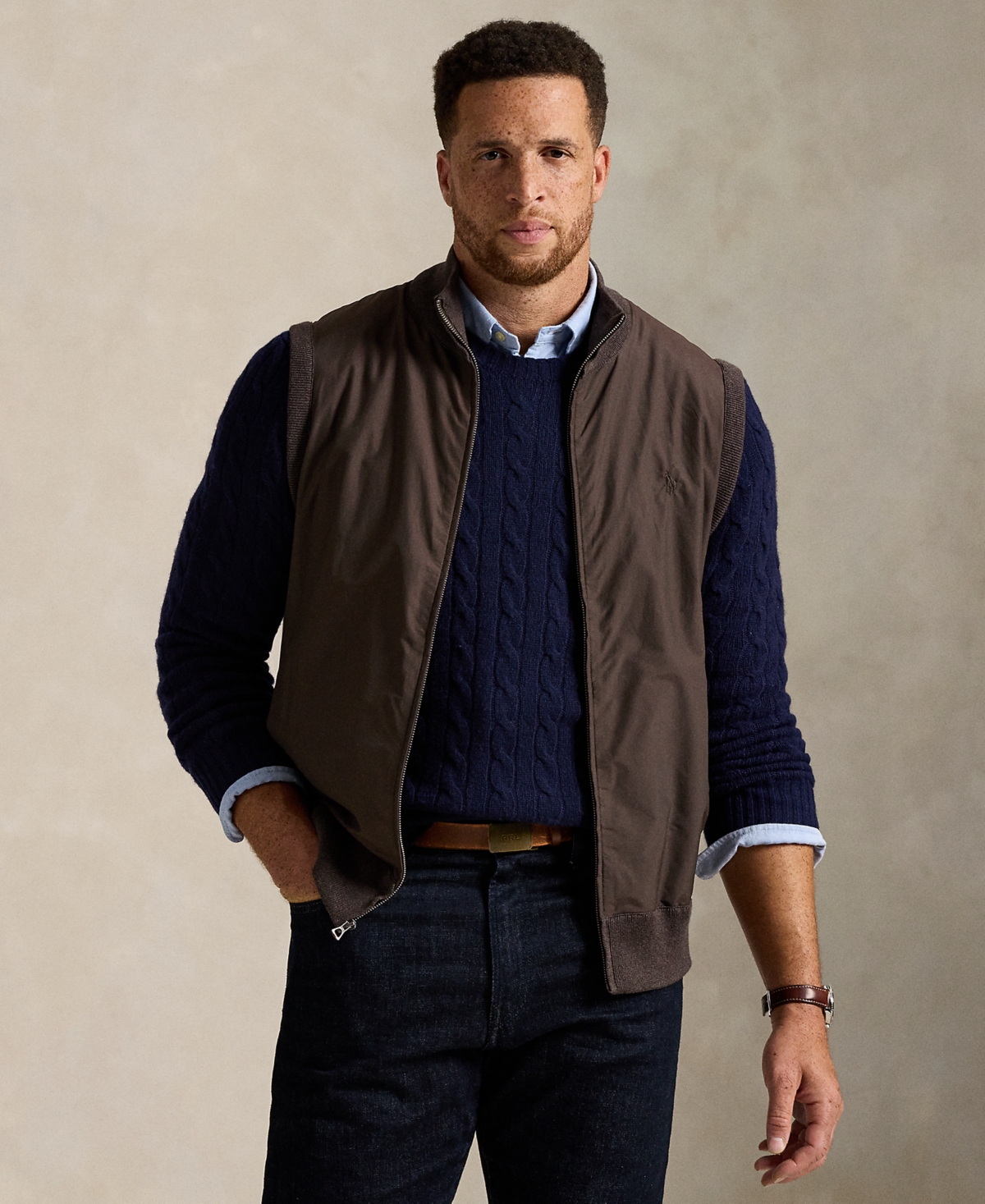 Click here for Polo Ralph Lauren Mens Hybrid Full-Zip Sweater - B... prices