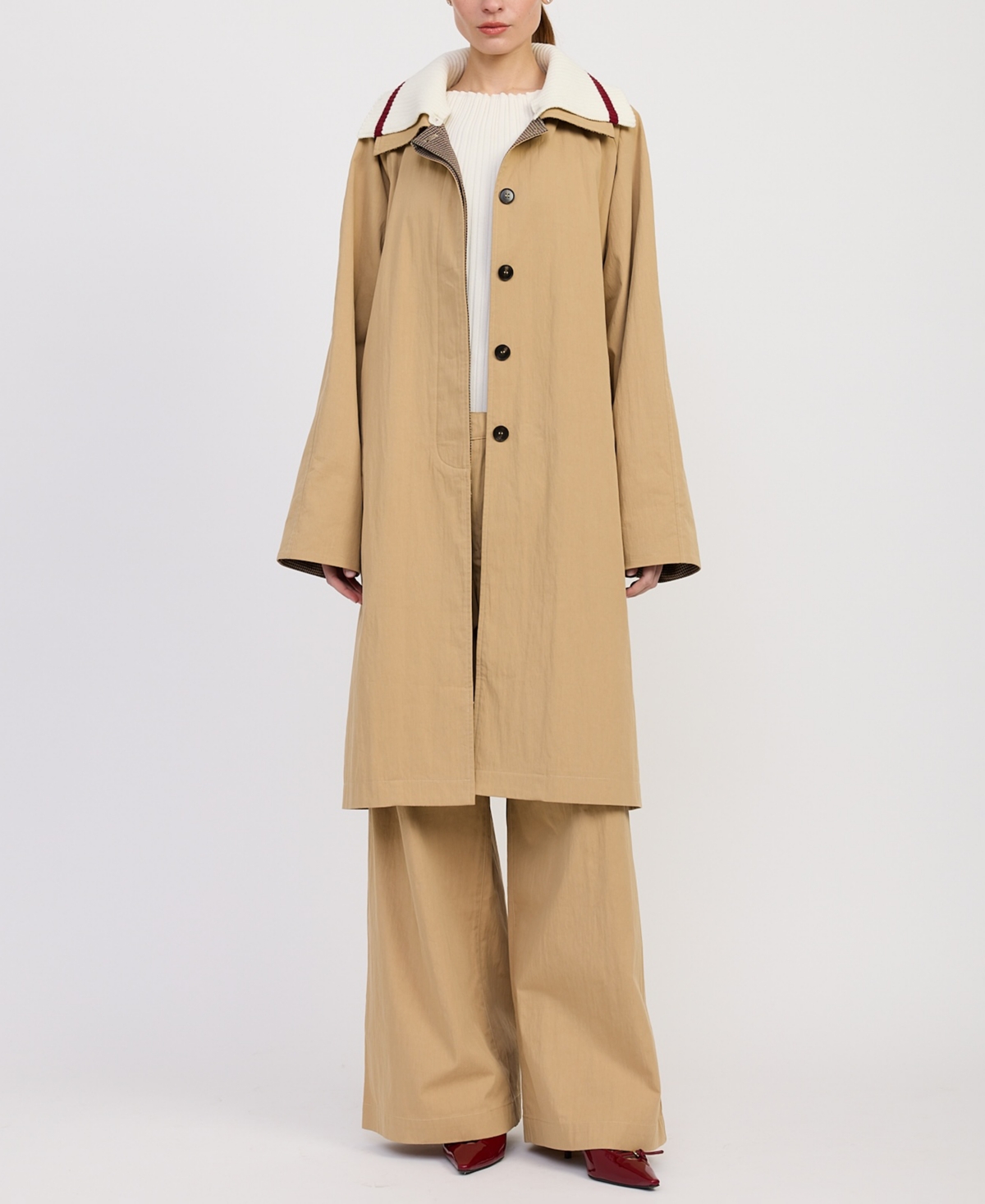 Click here for En Saison Womens Marleigh Long Car Trench Coat - K... prices