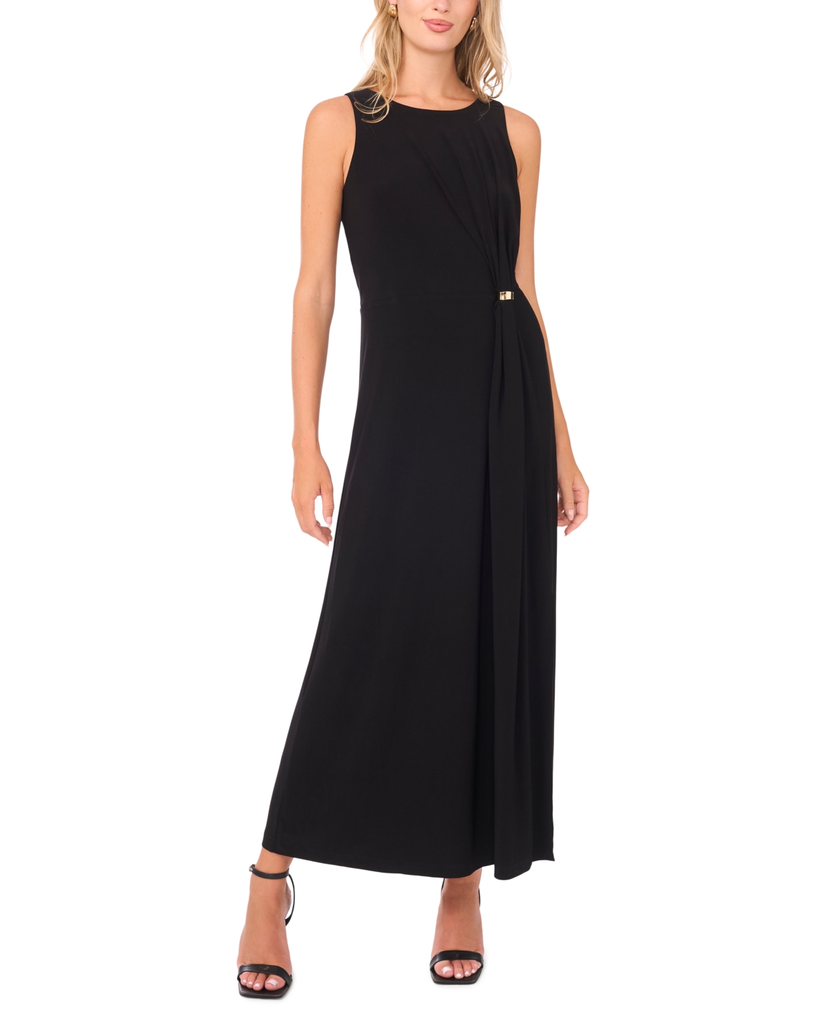 Vince Camuto Womens Sleeveless Gathered Dress - Rich Black