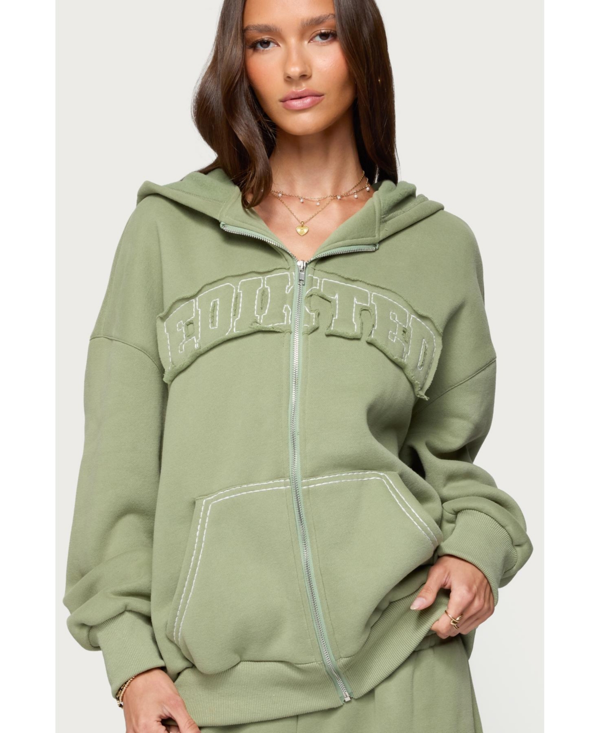 Edikted Womens Forever Edikted Oversized Hoodie - Olive