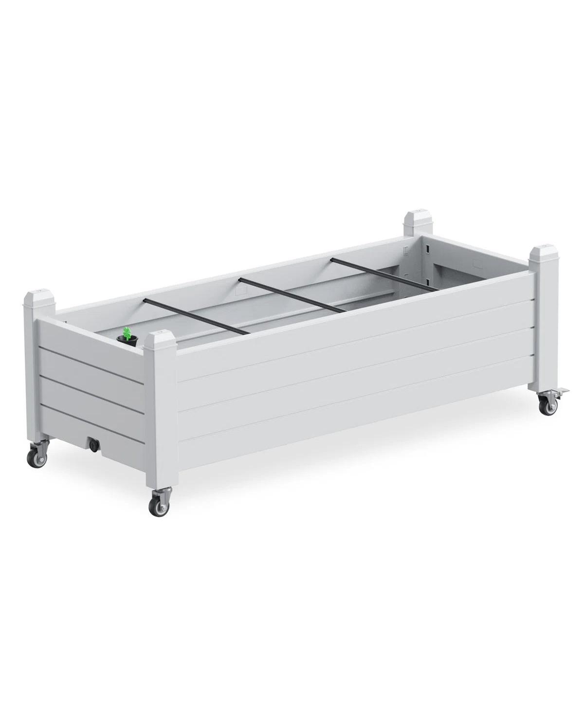 Chic Crate - Elevated Resin Garden Bed w/ Smart Drain & 21Gal - Uv-Proof Ergo Design Indoor/Outdoor - White