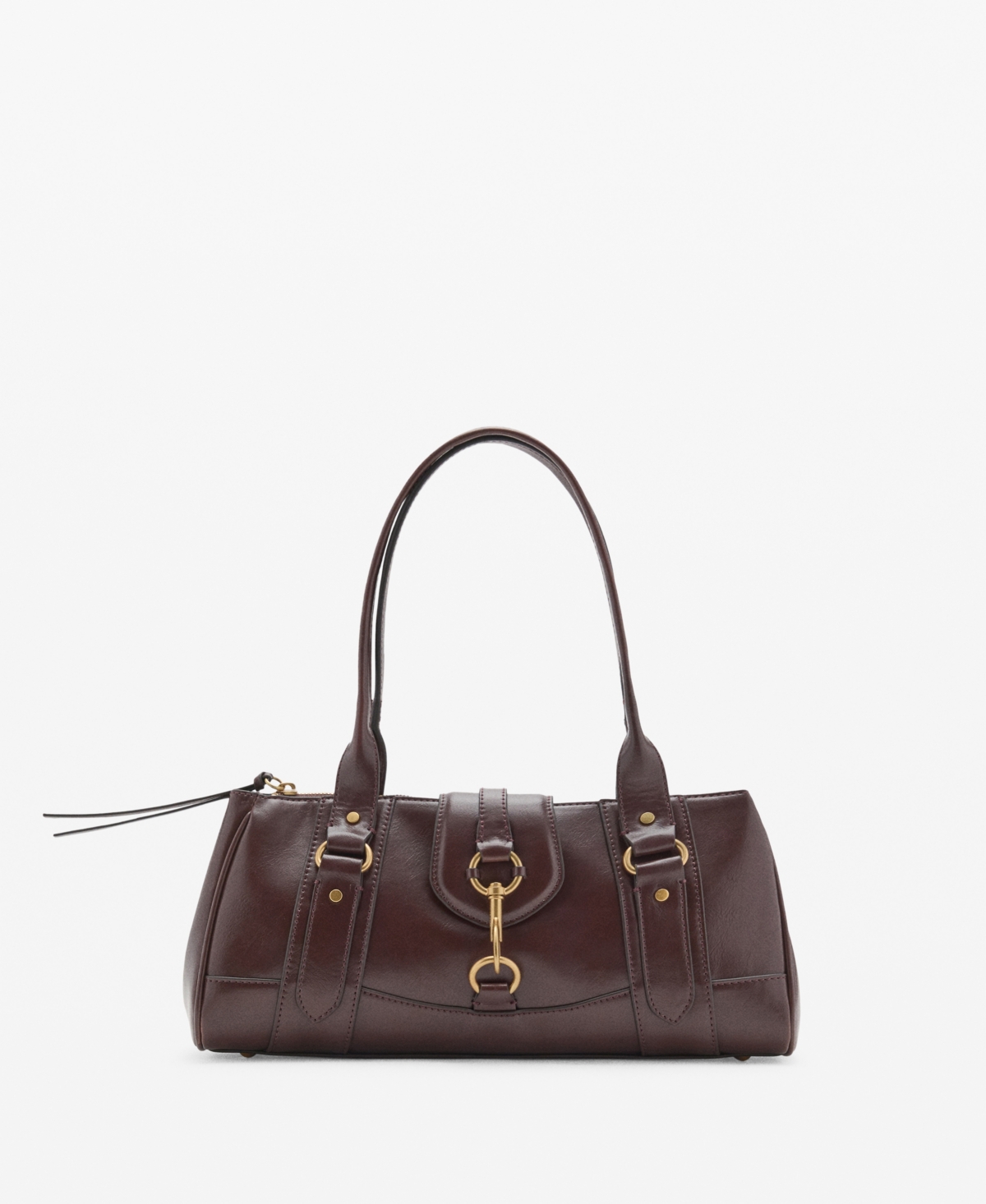 Click here for Mango Womens Snap Hook Medium Shoulder Bag - Choco... prices