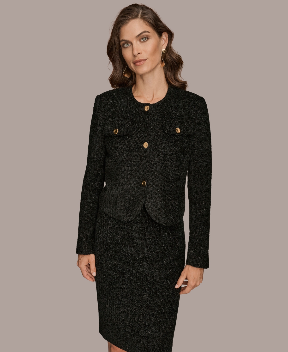 Click here for Donna Karan New York Womens Novelty Button Front C... prices