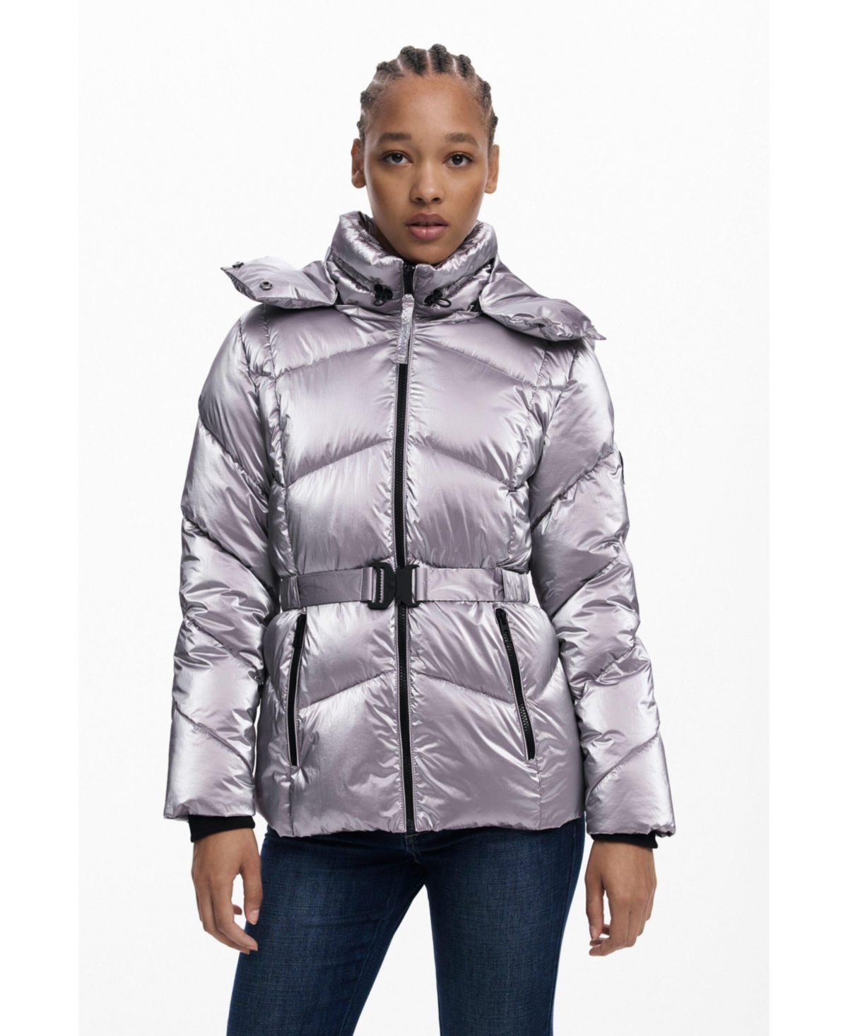 Click here for Desigual Womens Metallic padded jacket - Pink prices