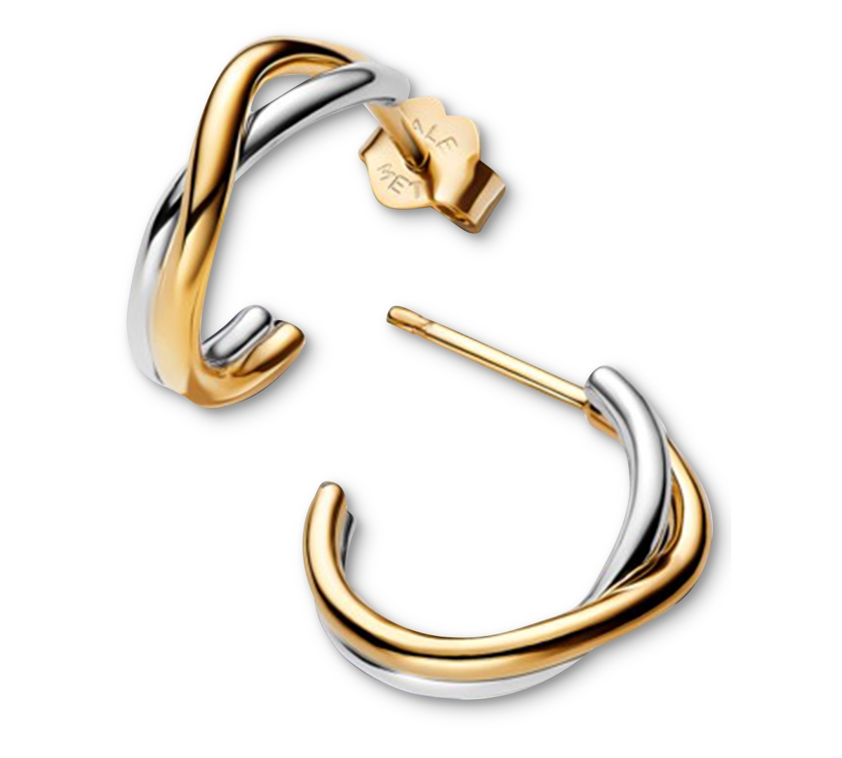 Click here for Pandora Organically Shaped Two-Tone Open Hoop Earr... prices