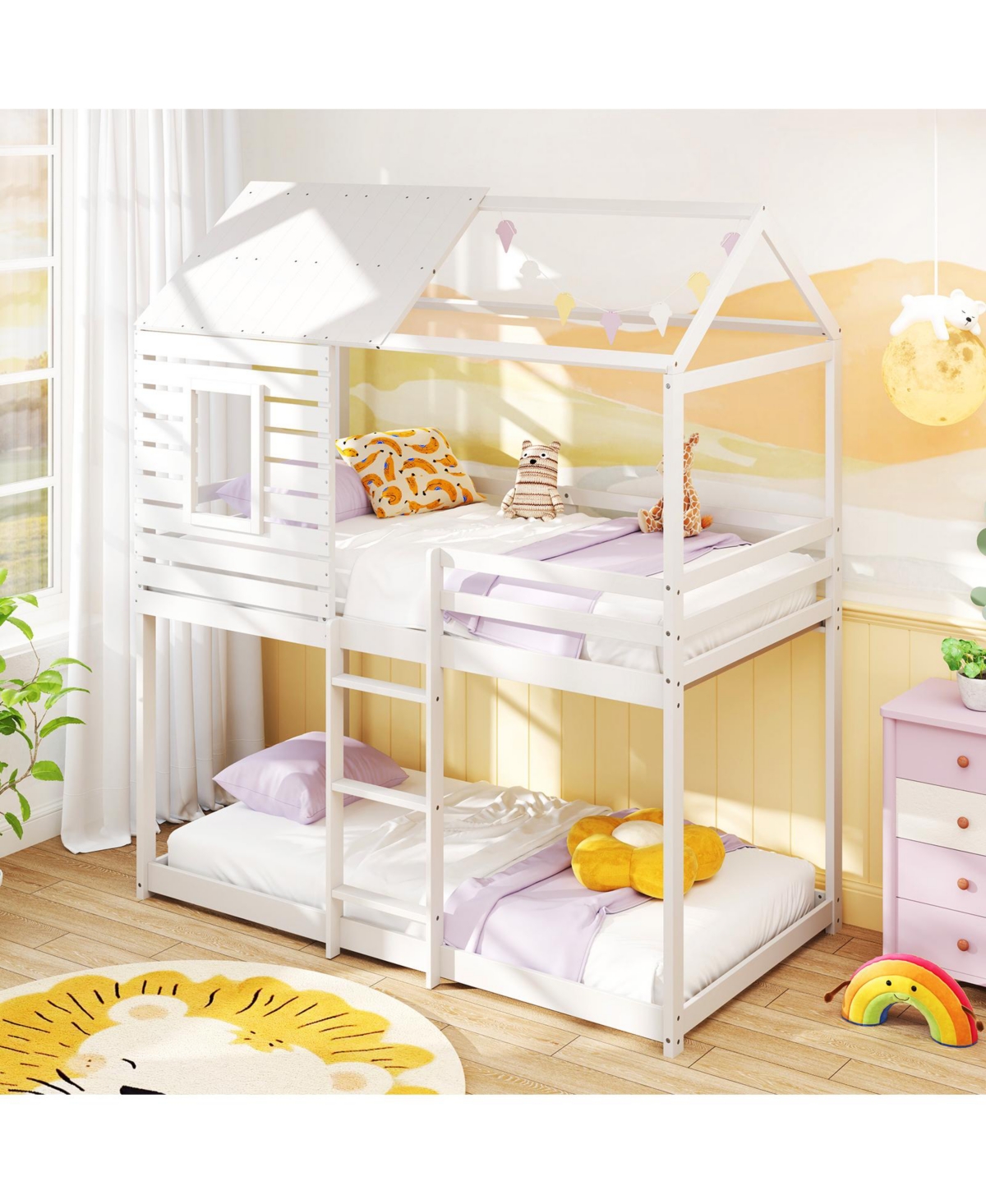 Click here for Gymax Twin over Twin House Bunk Bed Low-to-ground... prices