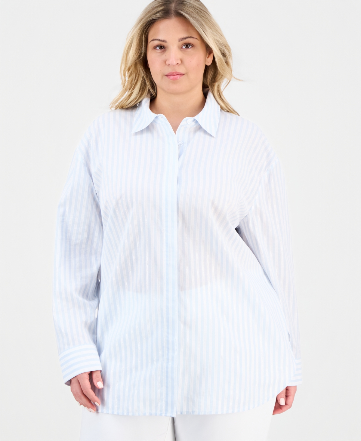 Click here for Anne Klein Plus Size Striped Button-Front Shirt -... prices