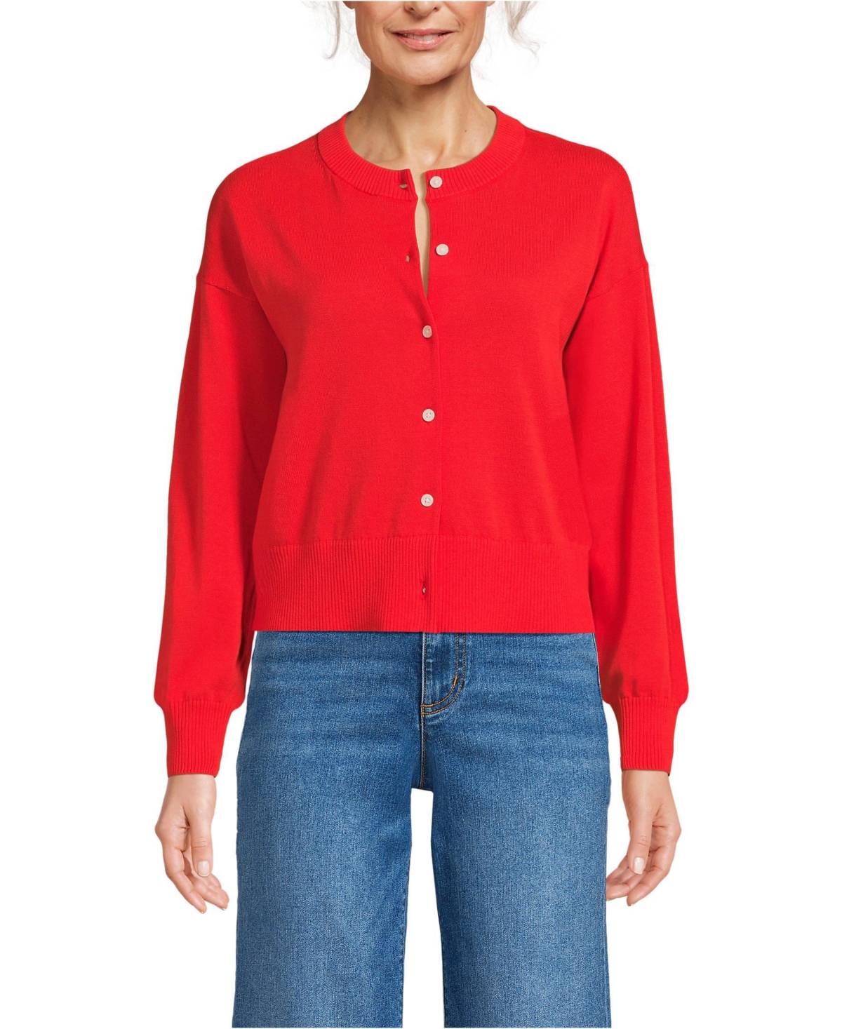 Click here for Lands End Womens Cropped Fine Gauge Crew Neck Card... prices