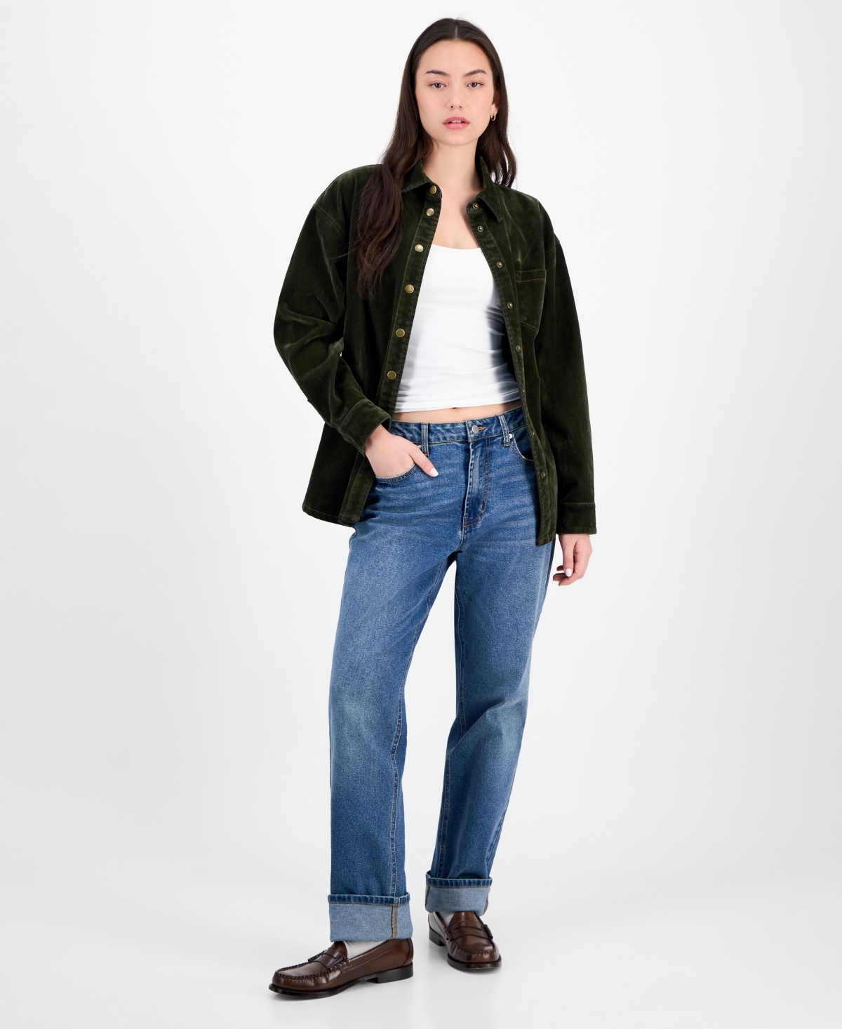 Click here for En Saison Womens Julien Shacket Jacket - Olive prices