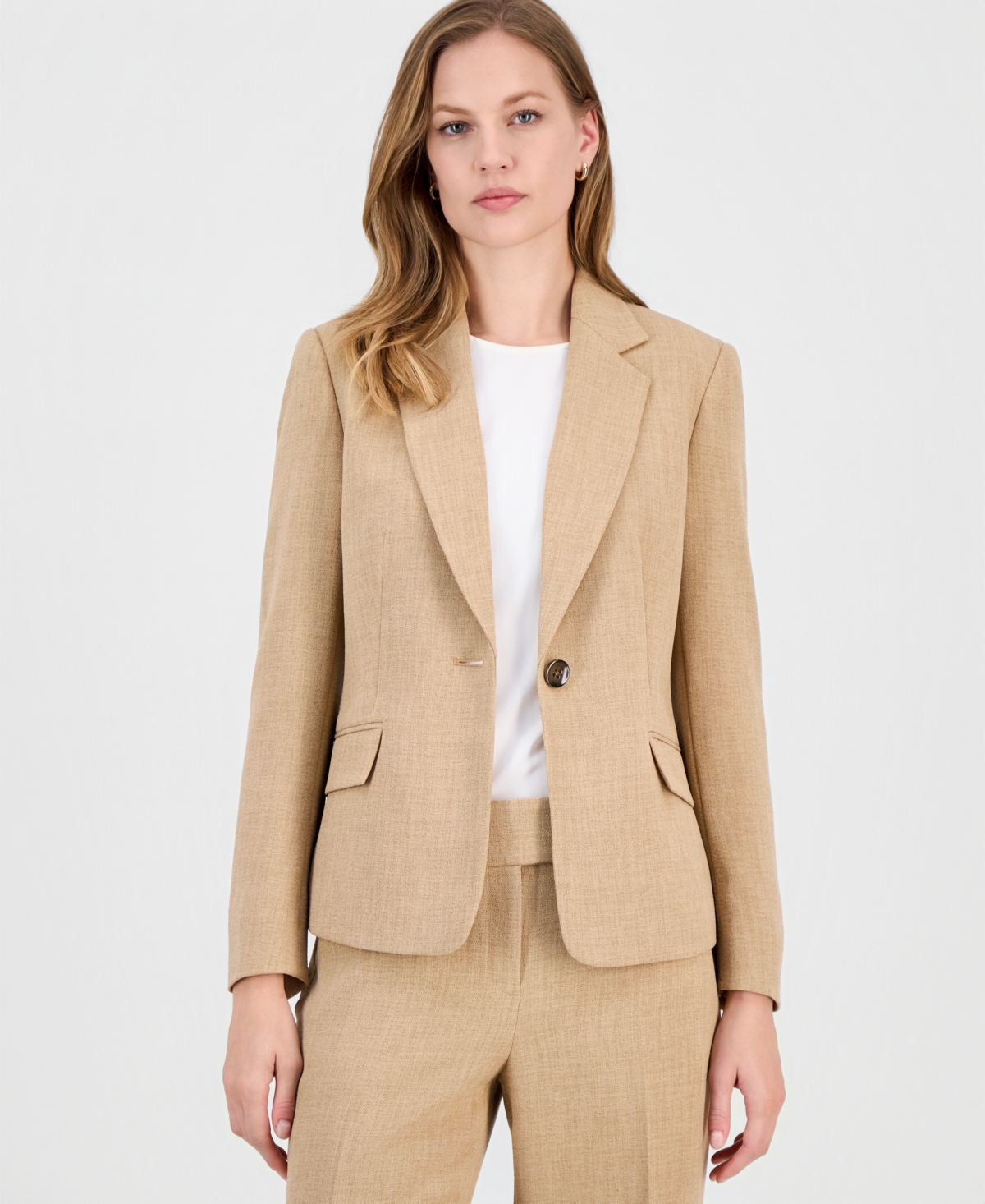 Click here for Kasper Petite Stretch Crepe One-Button Jacket - So... prices