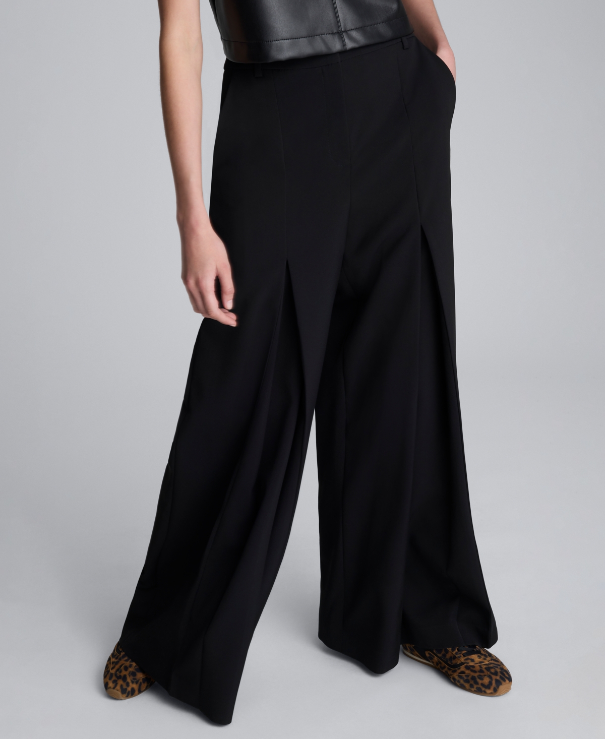 Click here for Kenneth Cole Womens Inverted Pleat Wide Leg Pants... prices