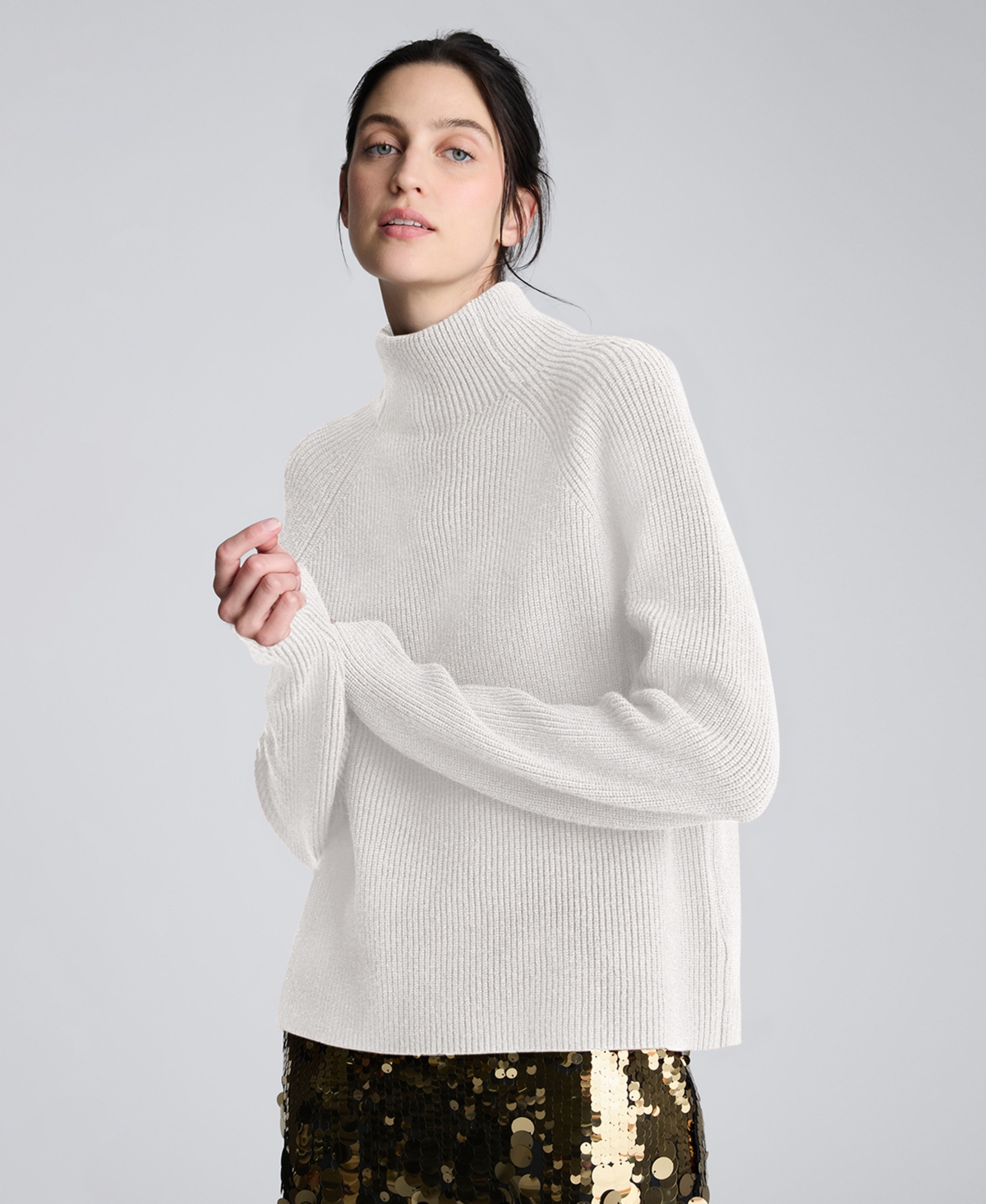 Click here for Kenneth Cole Womens Mock Neck Raglan Sweater - Oys... prices