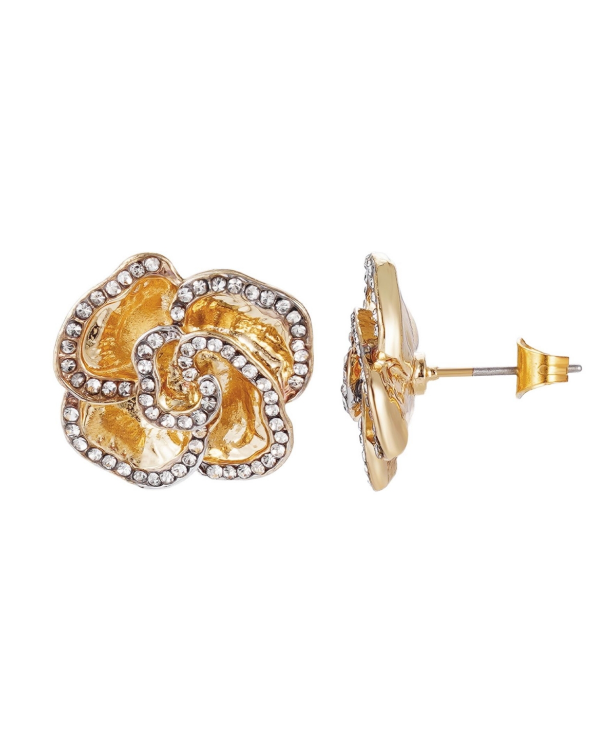 Click here for Adornia Gold Crystal Encrusted Flower Stud Earring... prices